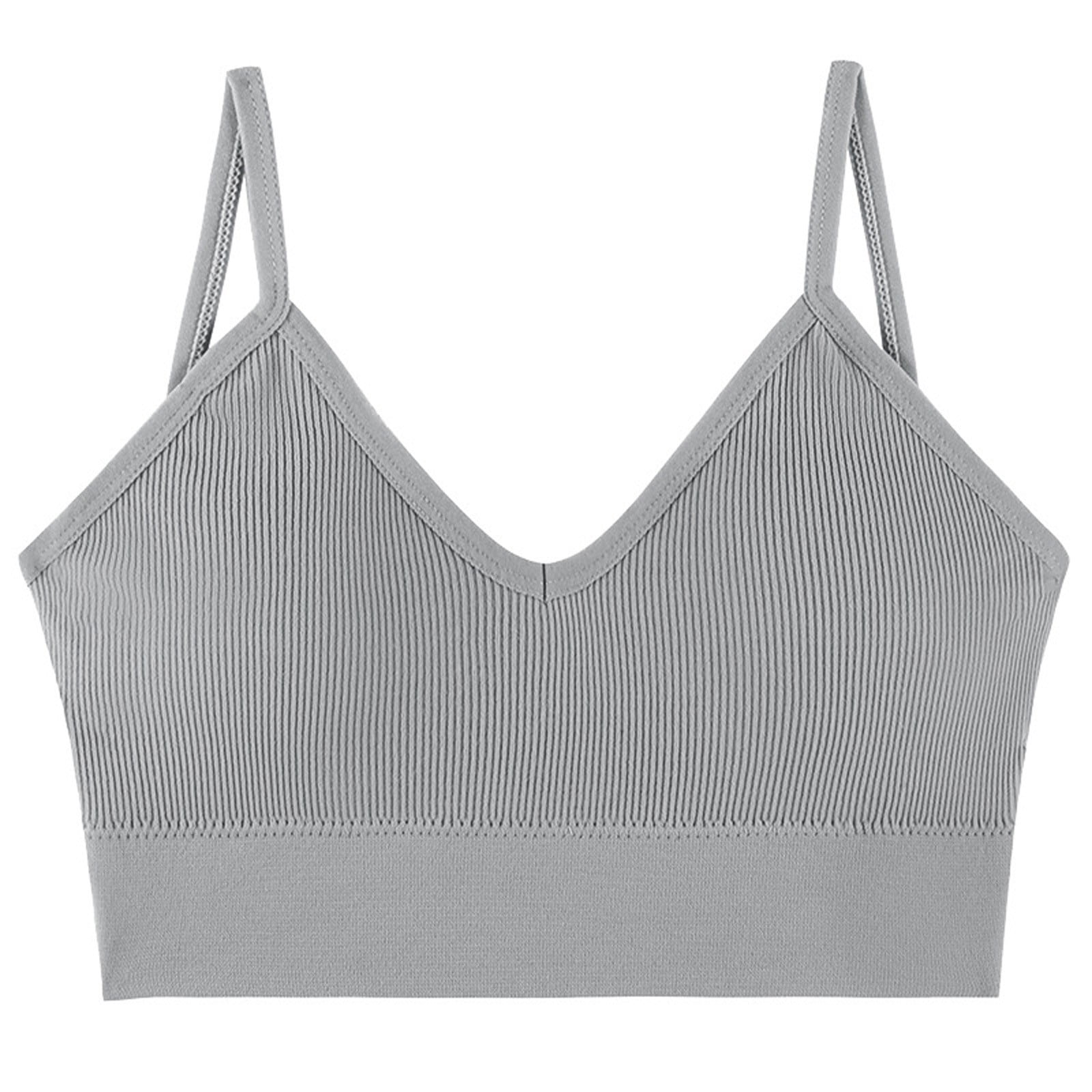 Timegard Womens Sports Bras Ribbed Wireless V-Neck Backless Workout Gym ...