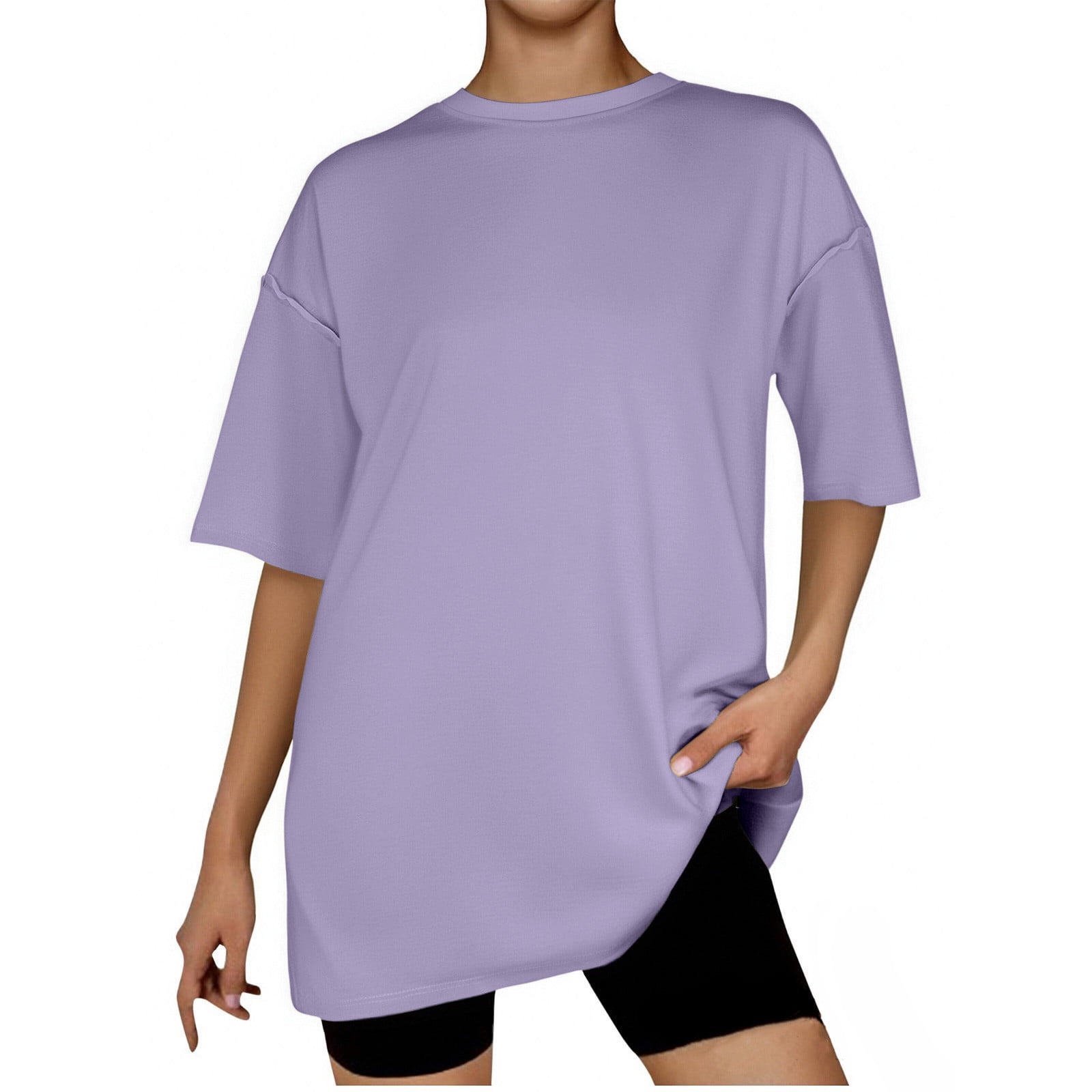 Timegard Womens Tops Short Sleeve Crewneck Loose Comfy Basic Tee Casual ...