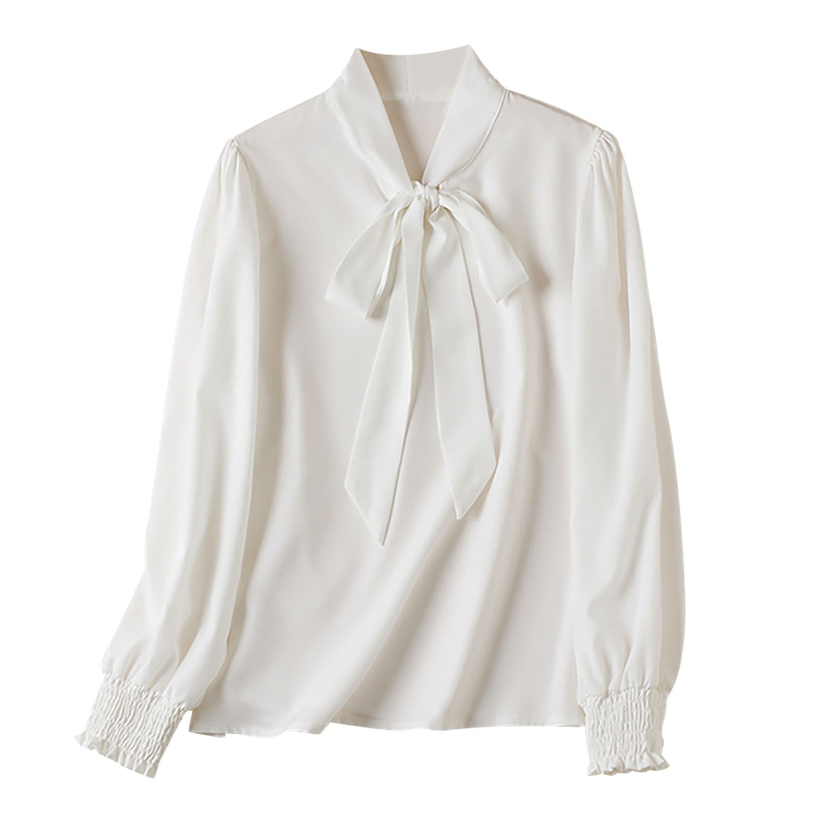 Timegard Work Tops for Women Chiffon Long Sleeve Bow Tie Blouse Fall ...
