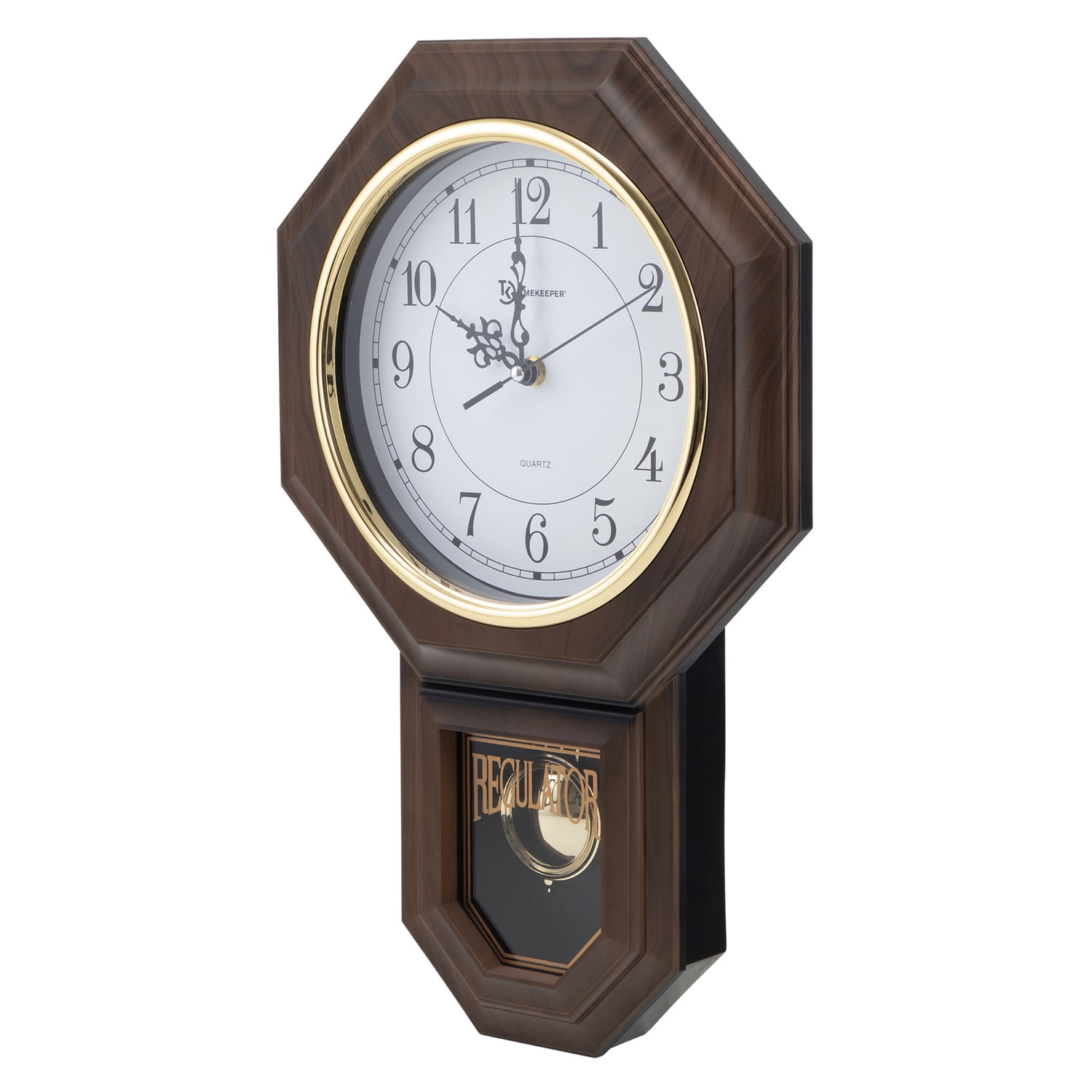 Timekeeper Essex 18.75" Modern Pendulum Wall Clock (Faux Wood ...