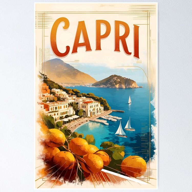 Timeless Capri: Vintage Drawing Celebrating Italian Coastal Poster NO ...