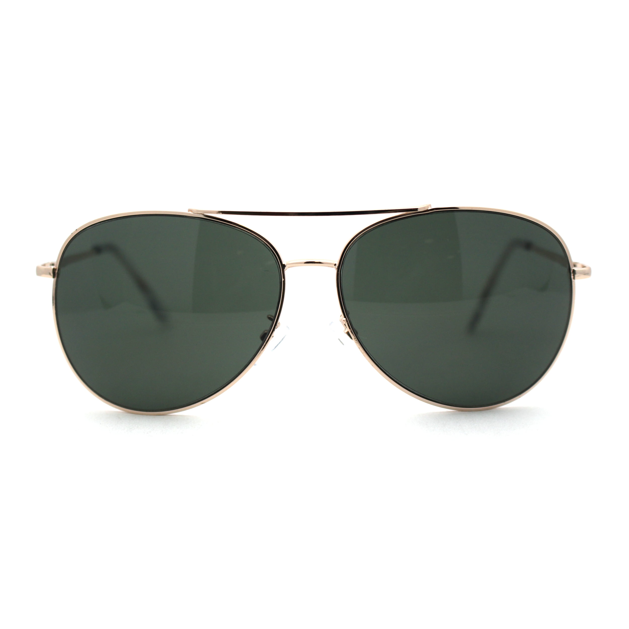 Timeless Classic Aviator Style Metal Rim Spring Hinge Sunglasses Gold ...
