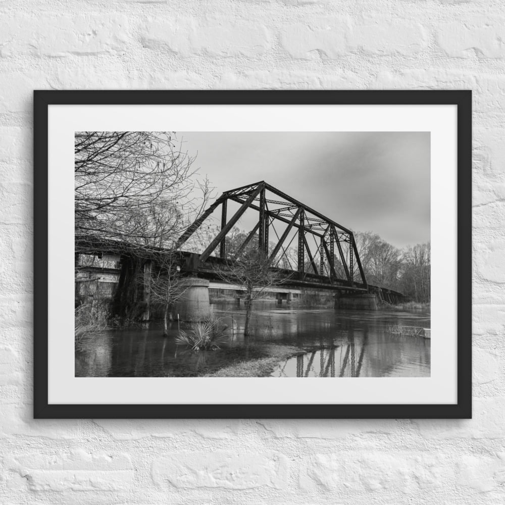 "Timeless Crossing" — Black & White Railroad Bridge Art Framed Poster ...