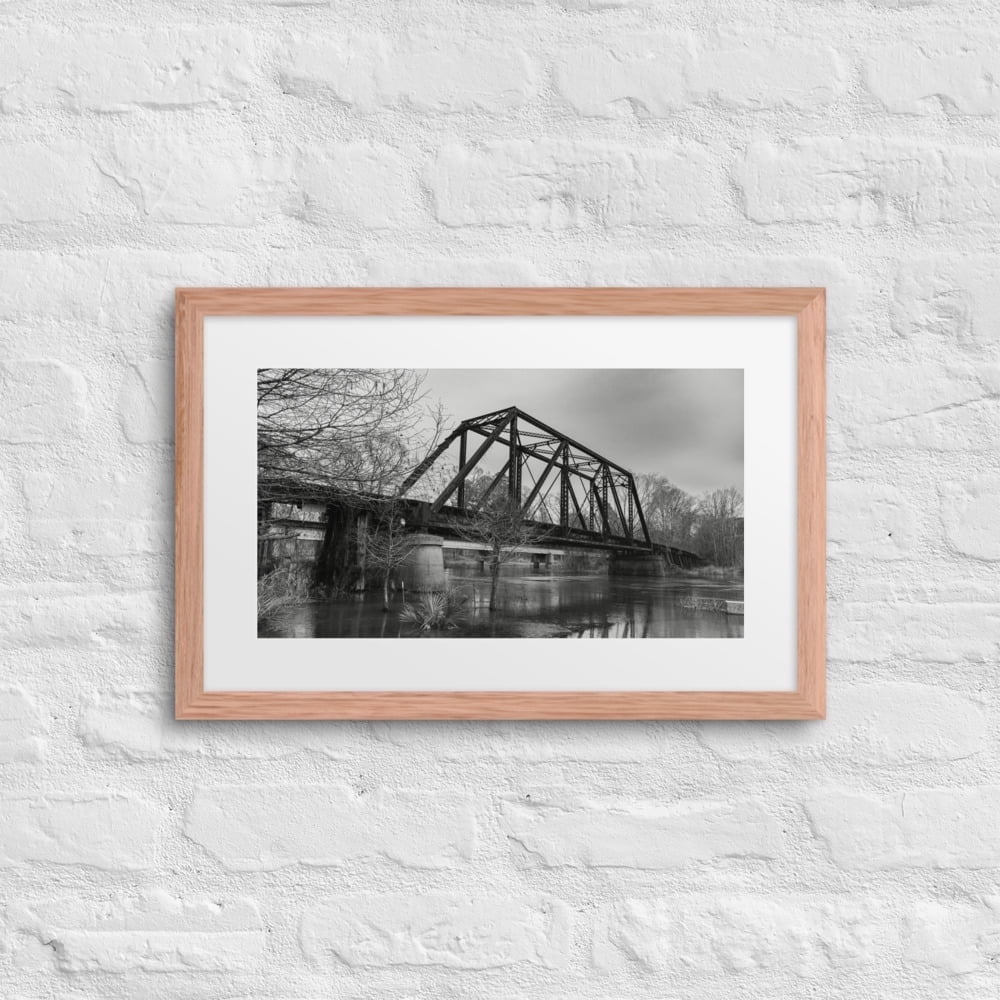 "Timeless Crossing" — Black & White Railroad Bridge Art Framed Poster ...