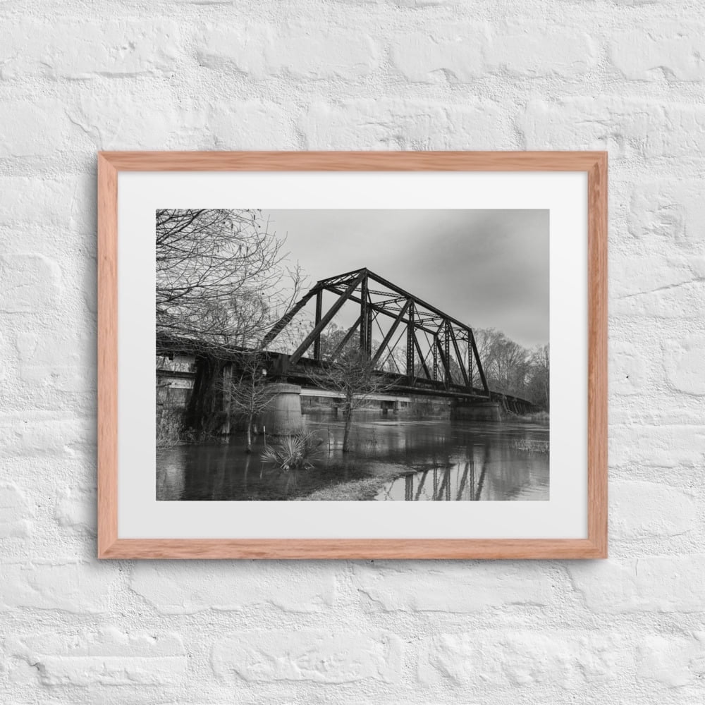 "Timeless Crossing" — Black & White Railroad Bridge Art Framed Poster ...