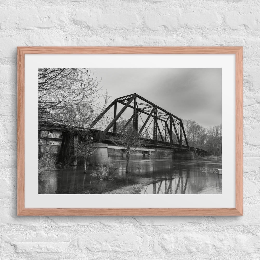 "Timeless Crossing" — Black & White Railroad Bridge Art Framed Poster ...
