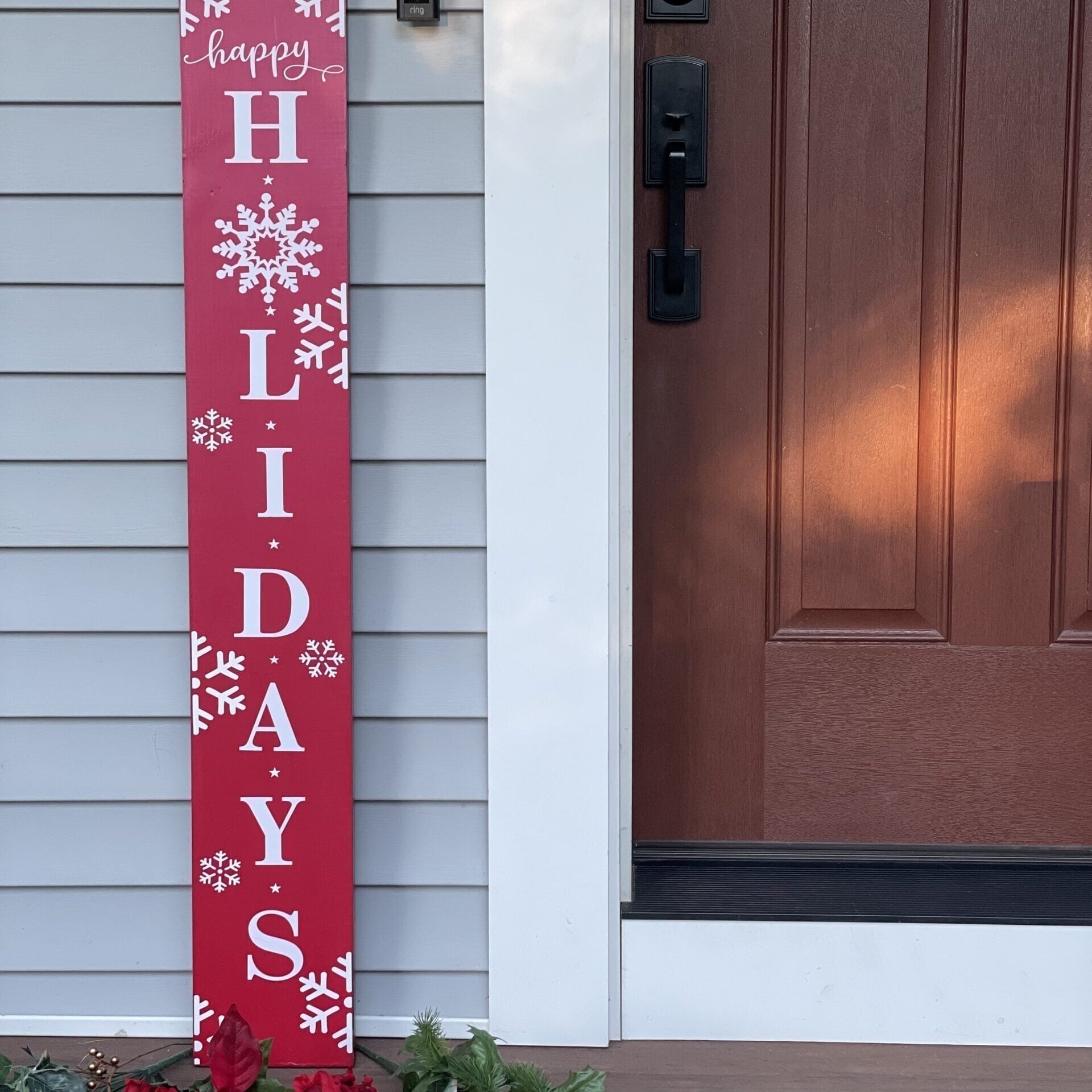 Timeless Desserts Happy Holidays Wood Porch Sign, 48" H, Christmas, Red ...
