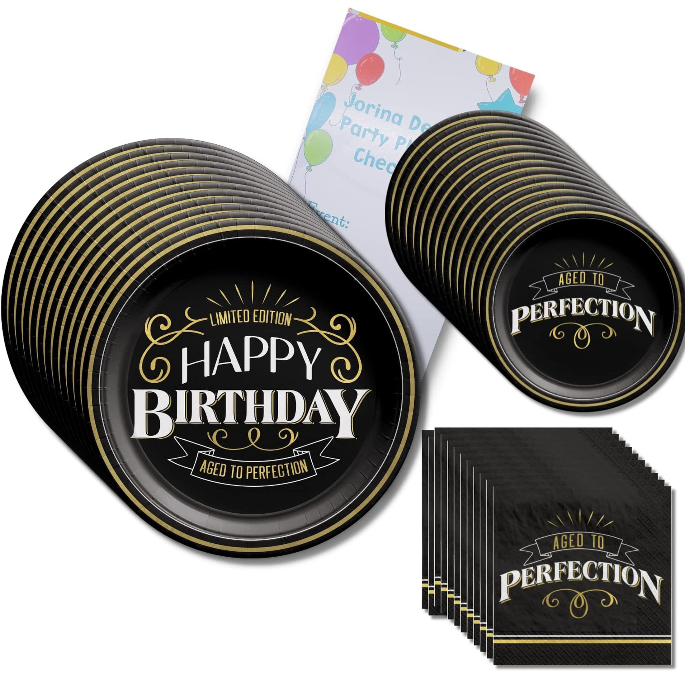 Timeless Elegance Birthday Celebration Set - 48 Disposable Paper ...