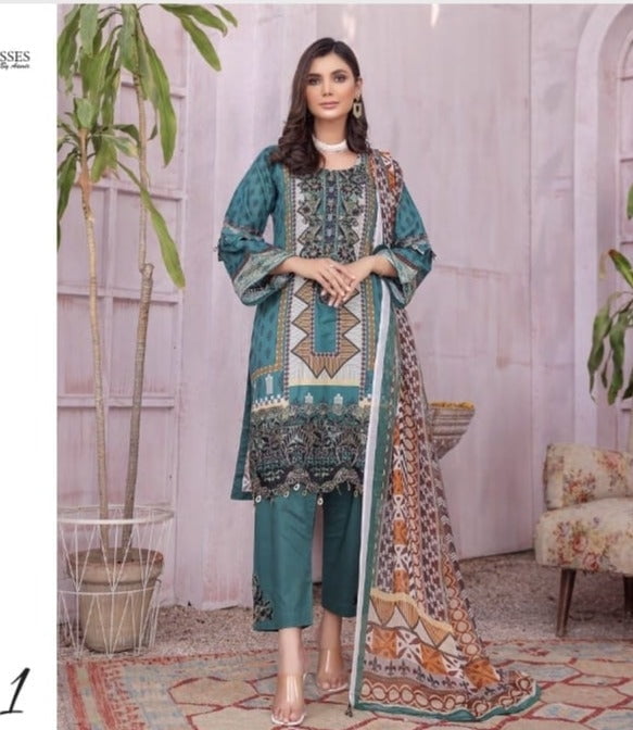 Timeless Embroidered Soni Brand Linen Pakistani Dress -01 - Walmart.com