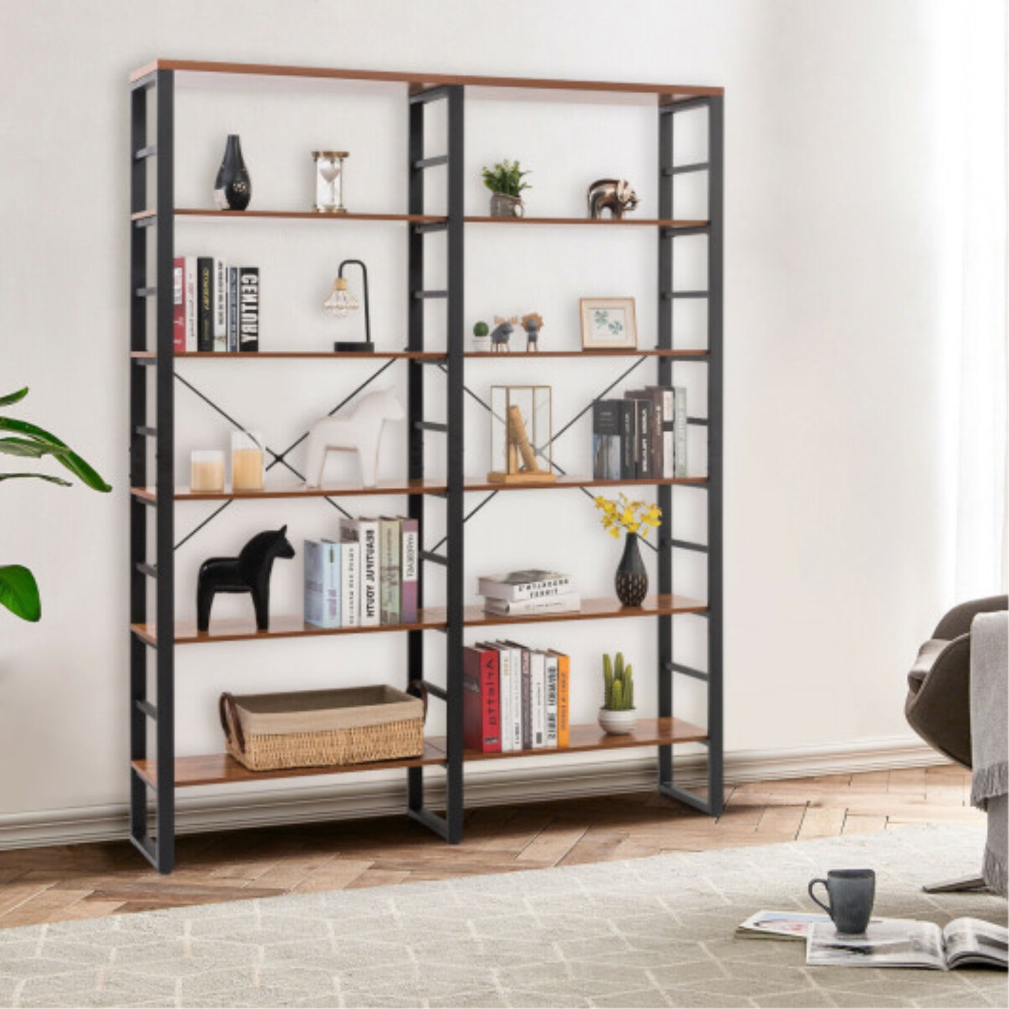 Timeless Masterpiece: Double Wide 6-Tier Bookshelf for Endless ...