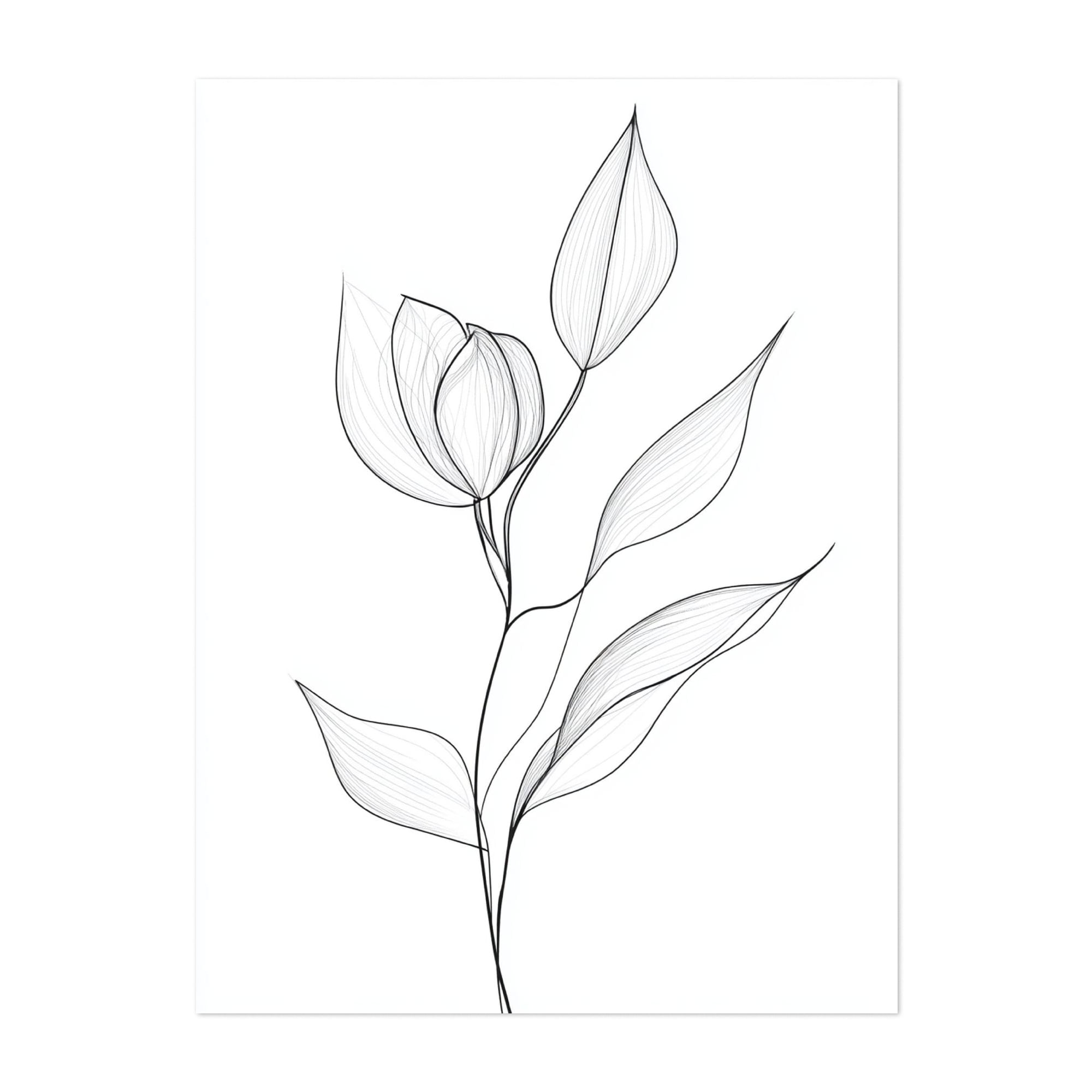 Timeless Minimalist Floral Line Drawing - Line Drawing Line Art ...