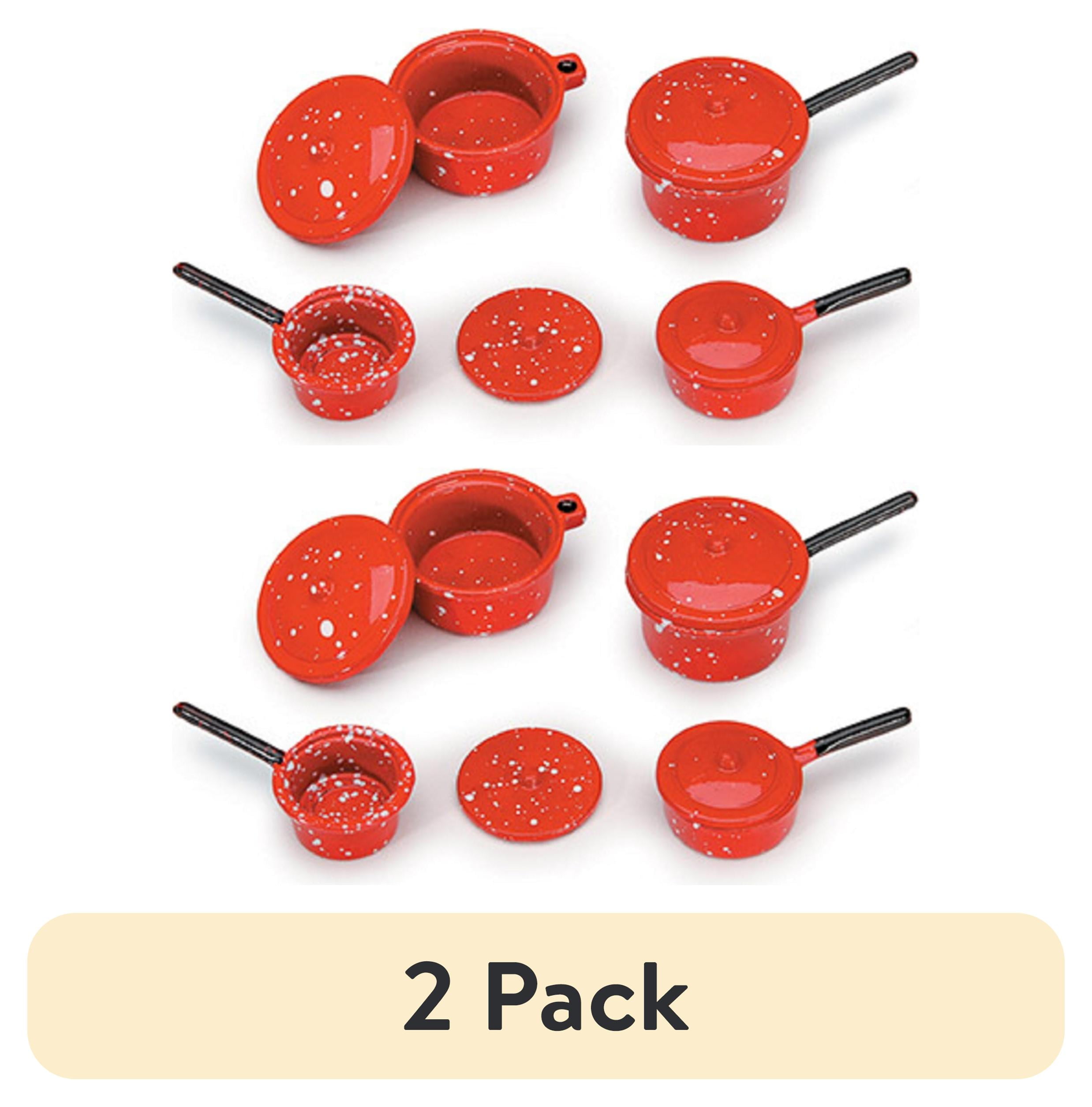 (2 pack) Timeless Minis Miniature Pots and Pans: Red, Assorted Sizes, 8 ...