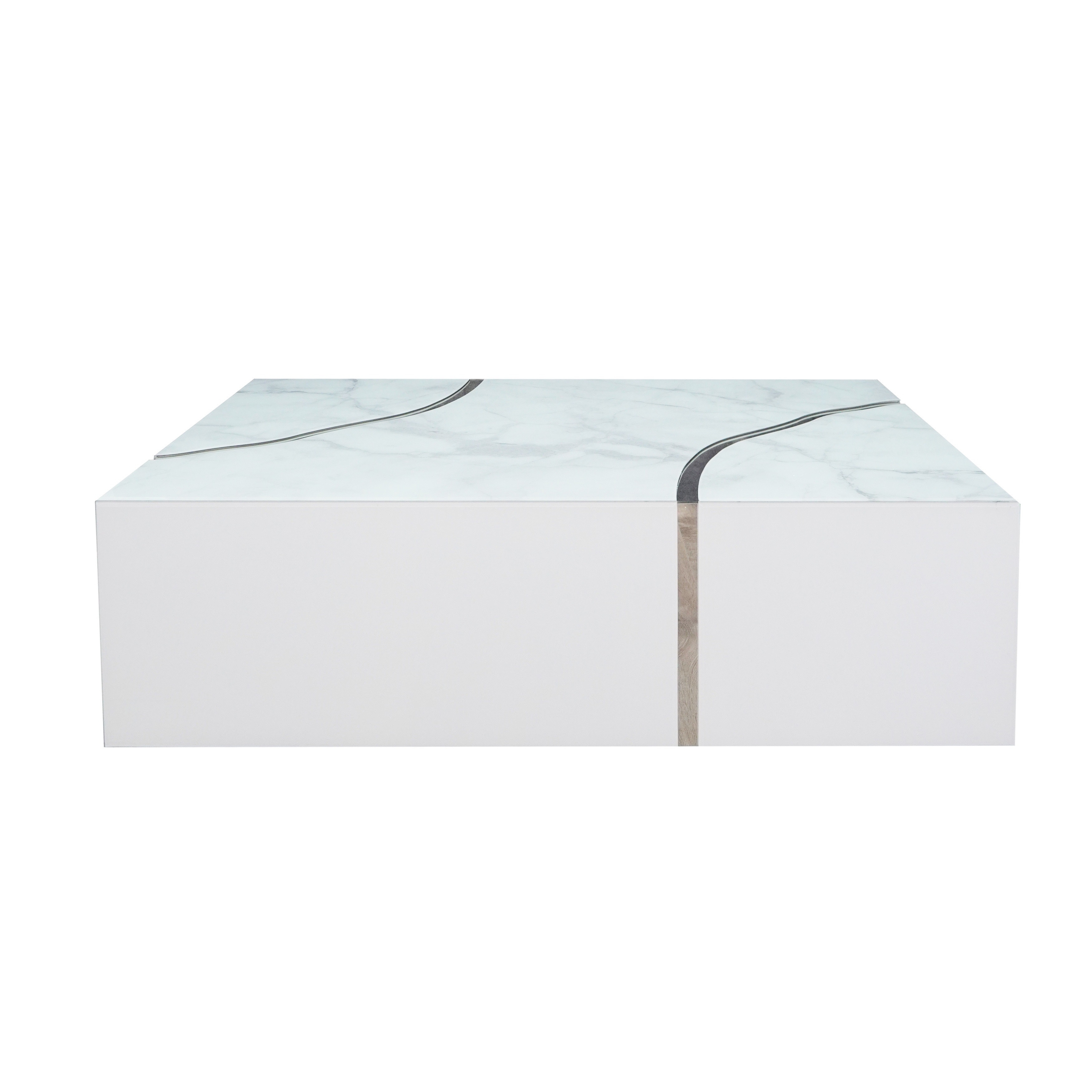 Timeless Modern Design White Coffee Table with Silver Accent - Walmart.com