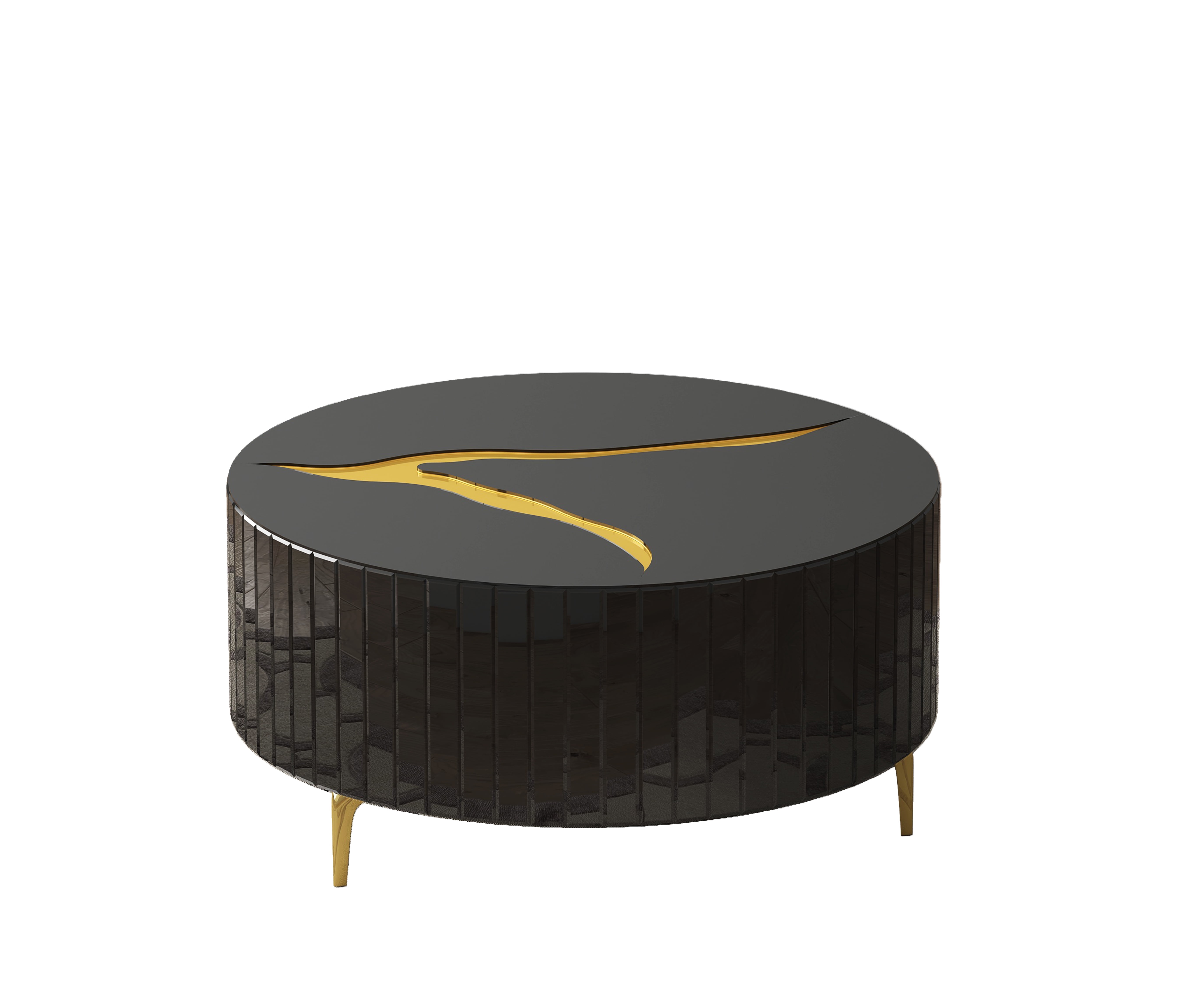 Timeless Modern Round Coffee Table with Gold Accent Design - Walmart.com