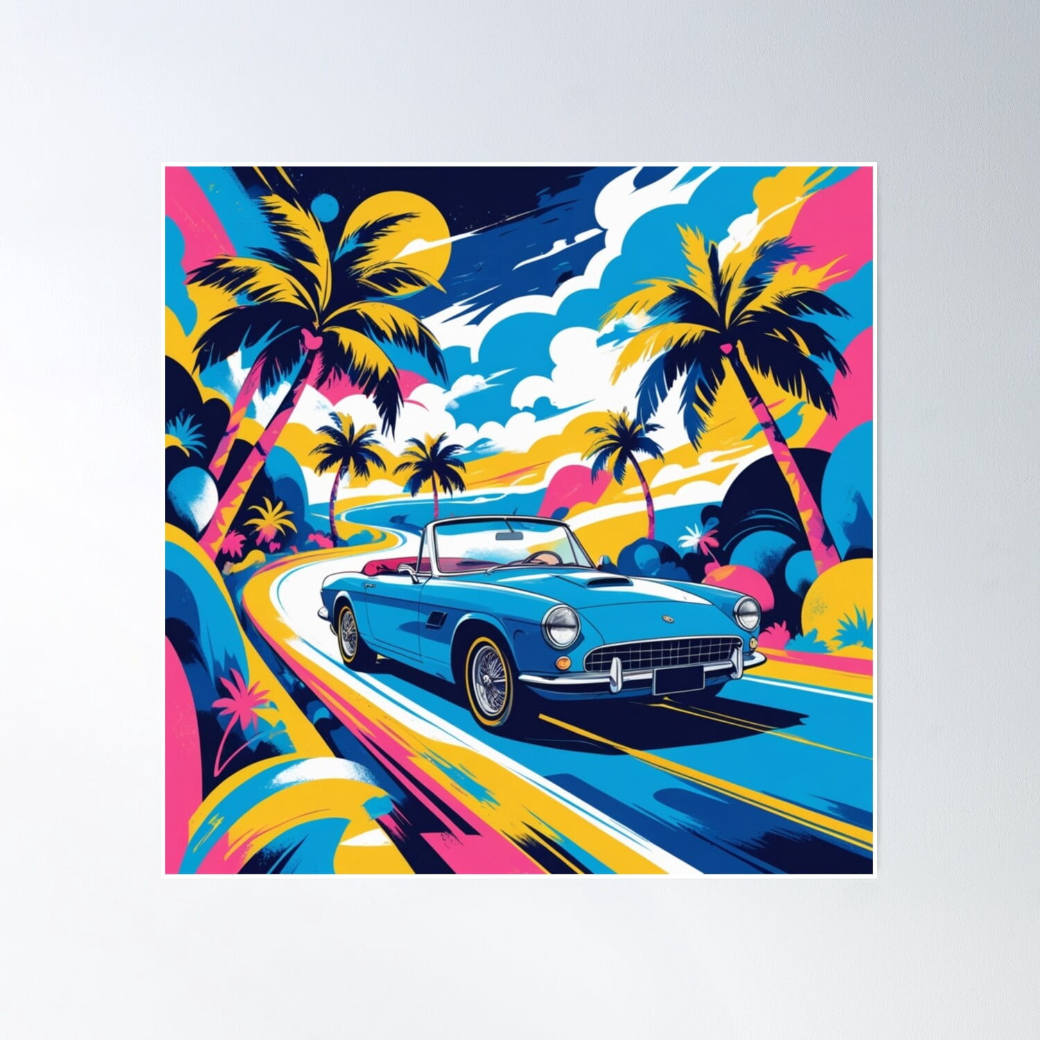 Timeless Ride By The Shore Poster Wall Art, Modern Wall Decor, 24x24 ...