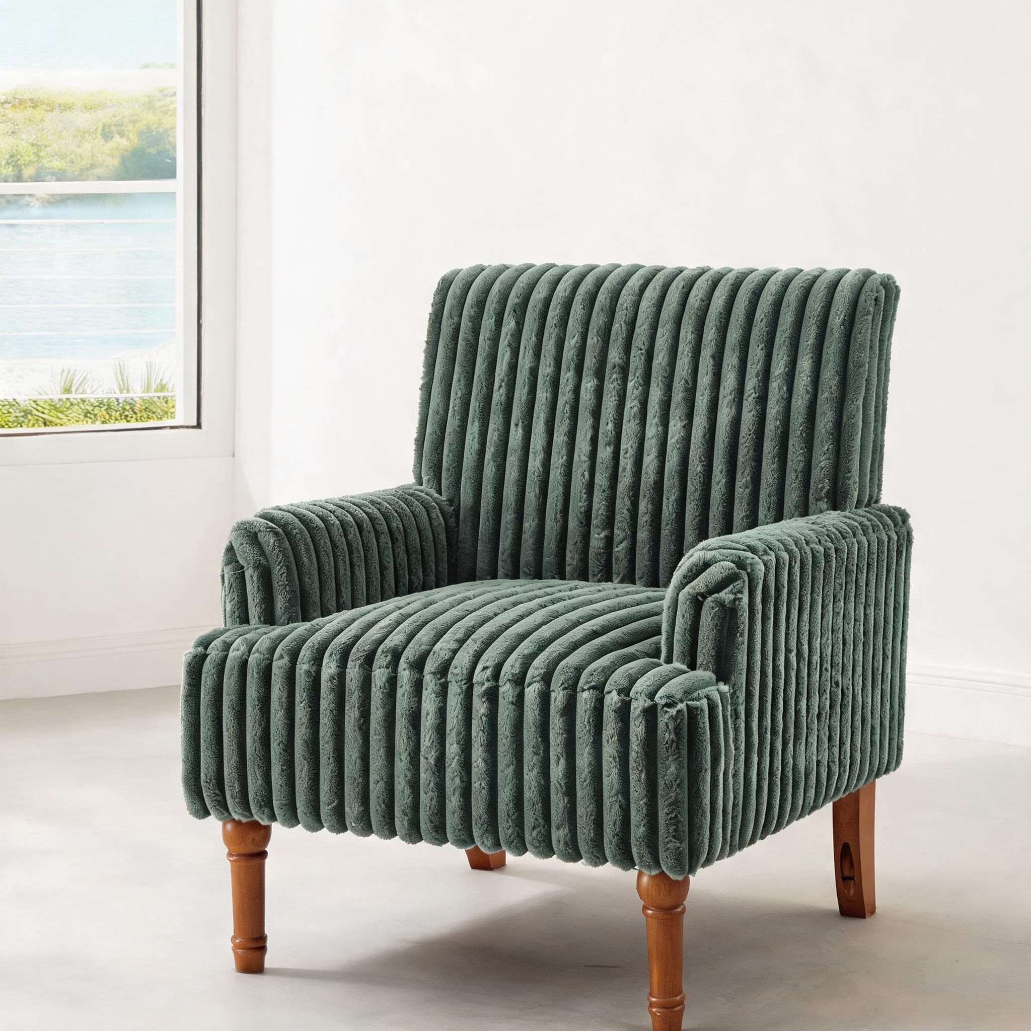 Timeless Silhouette Luxury Upholstered Accent Chair, Wide Corduroy ...
