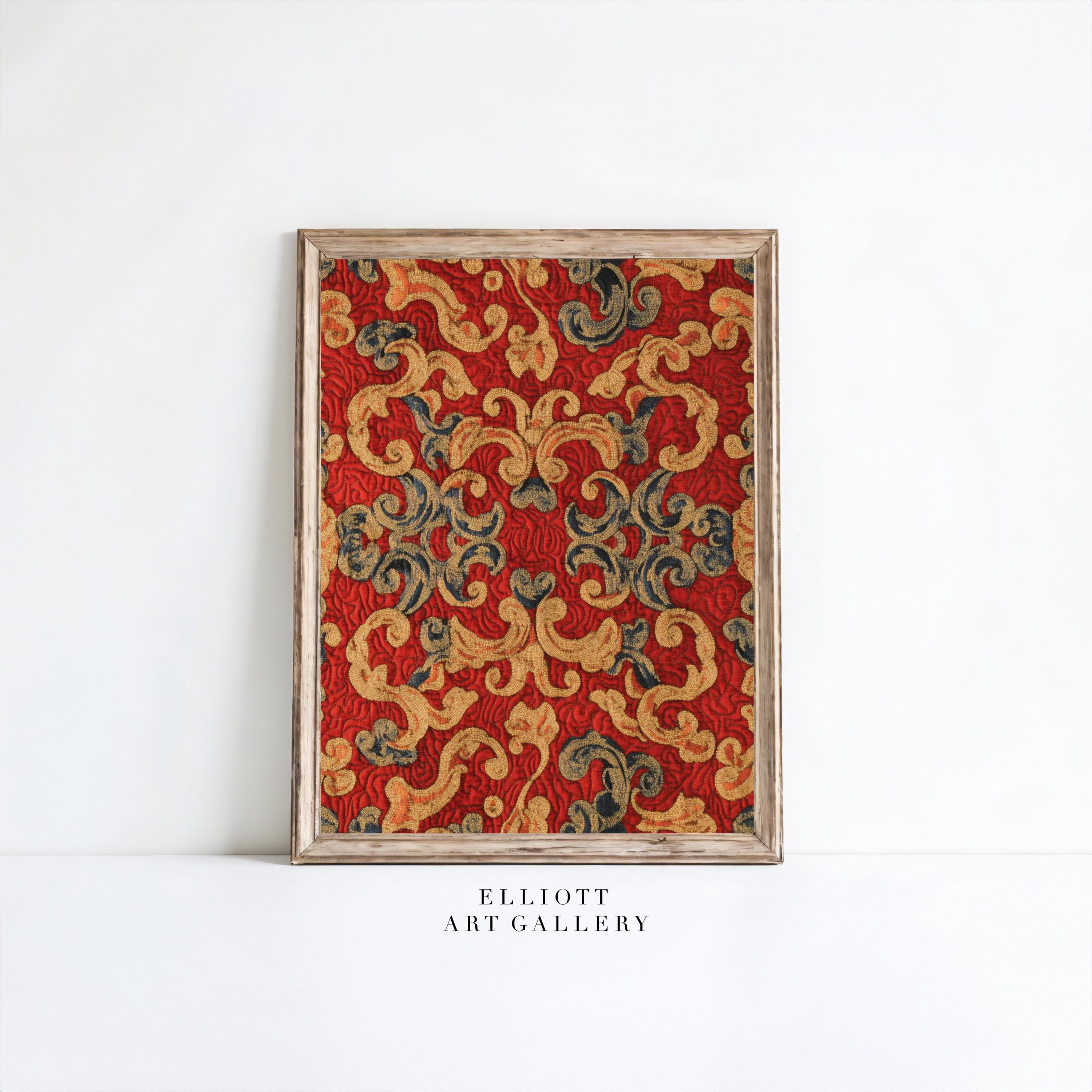 Timeless Textile Art Autumn Wall Art Poster Vintage Textile Poster Warm ...