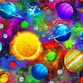 Timeless Treasures Bright Colorful Planets Outer Space Exploration ...