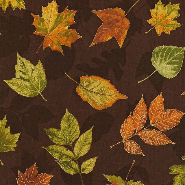 Timeless Treasures Fabrics Autumn Palette Brown Falling Leaves 100% ...