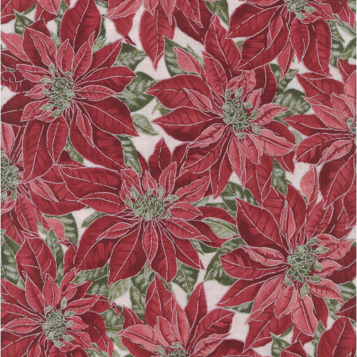 Timeless Treasures Fabrics Metallic Holiday Metallic Red Poinsettas Red ...