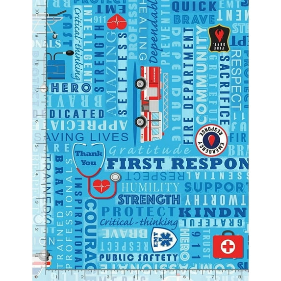 Timeless Treasures First Responders Blue Cotton Fabric By The Yard ...