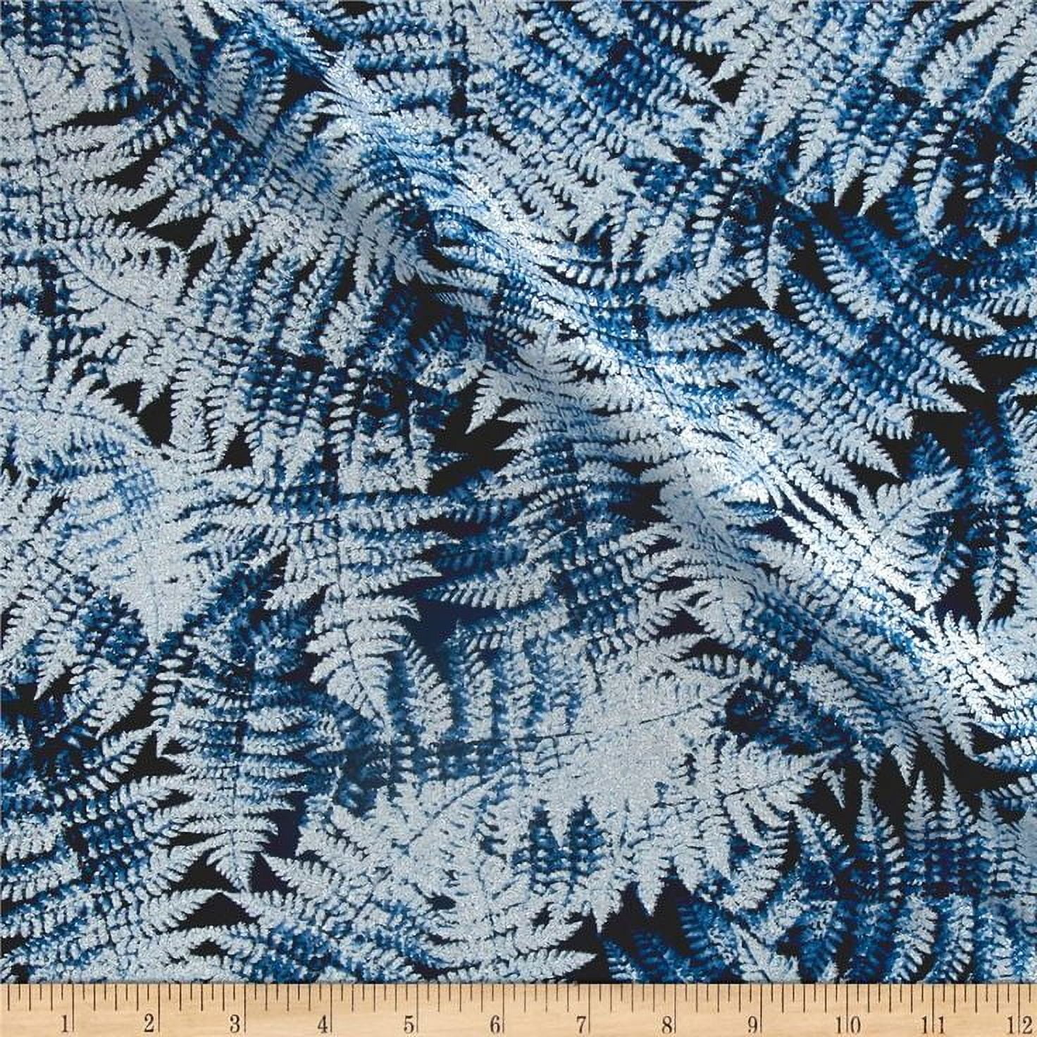 Timeless Treasures Frozen Ferns White and Blue 100% Cotton Fabric sold ...