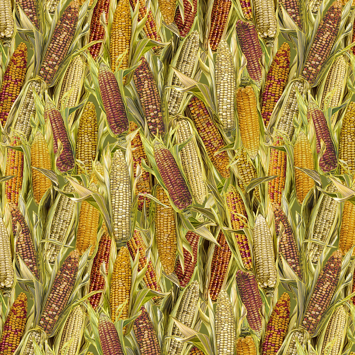Timeless Treasures Harvest Corn Packed 100% Cotton Fabric by The Yard ...