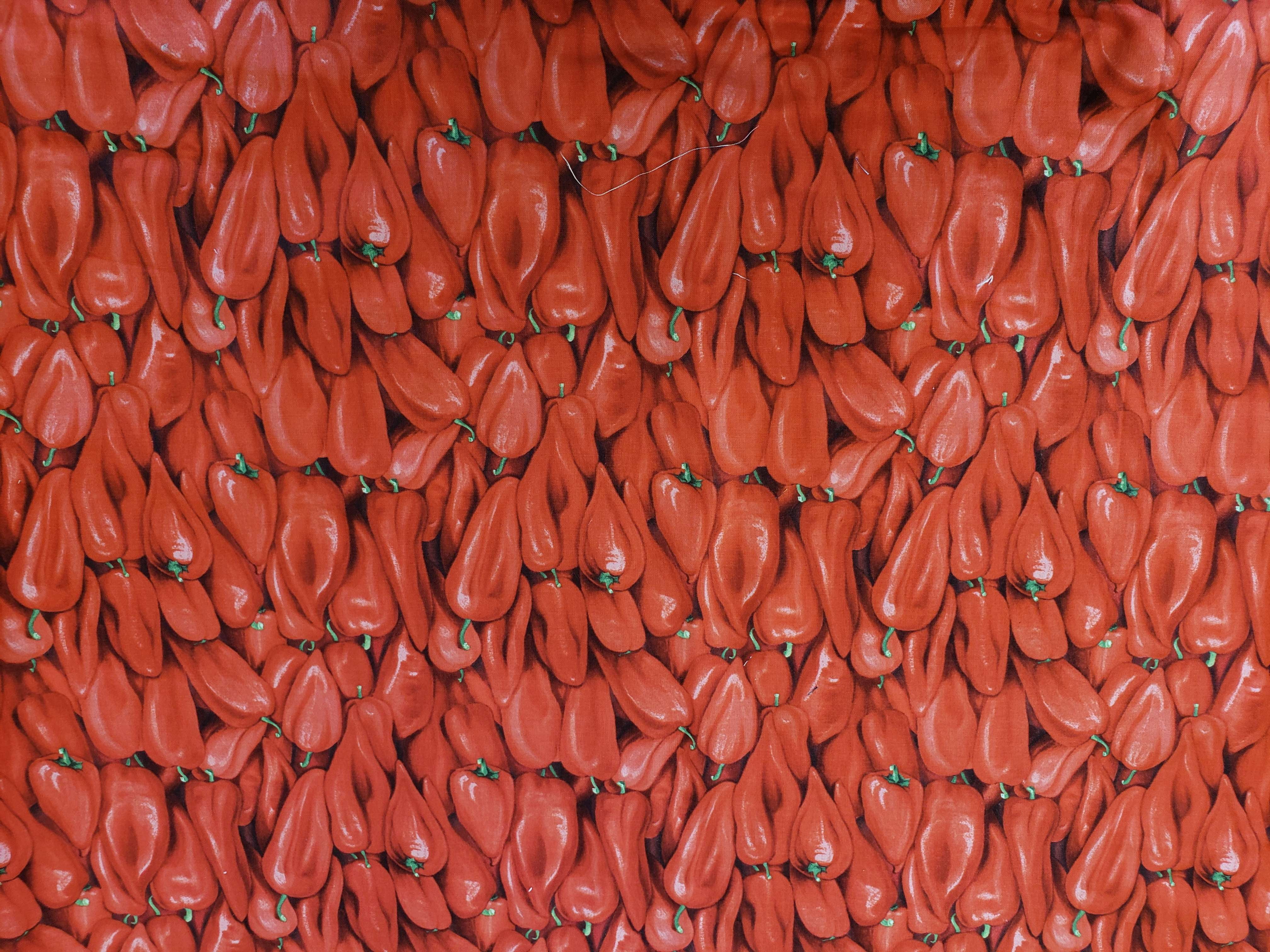 Timeless Treasures Packed Hot Peppers Red 100% Cotton Fabric sold by ...