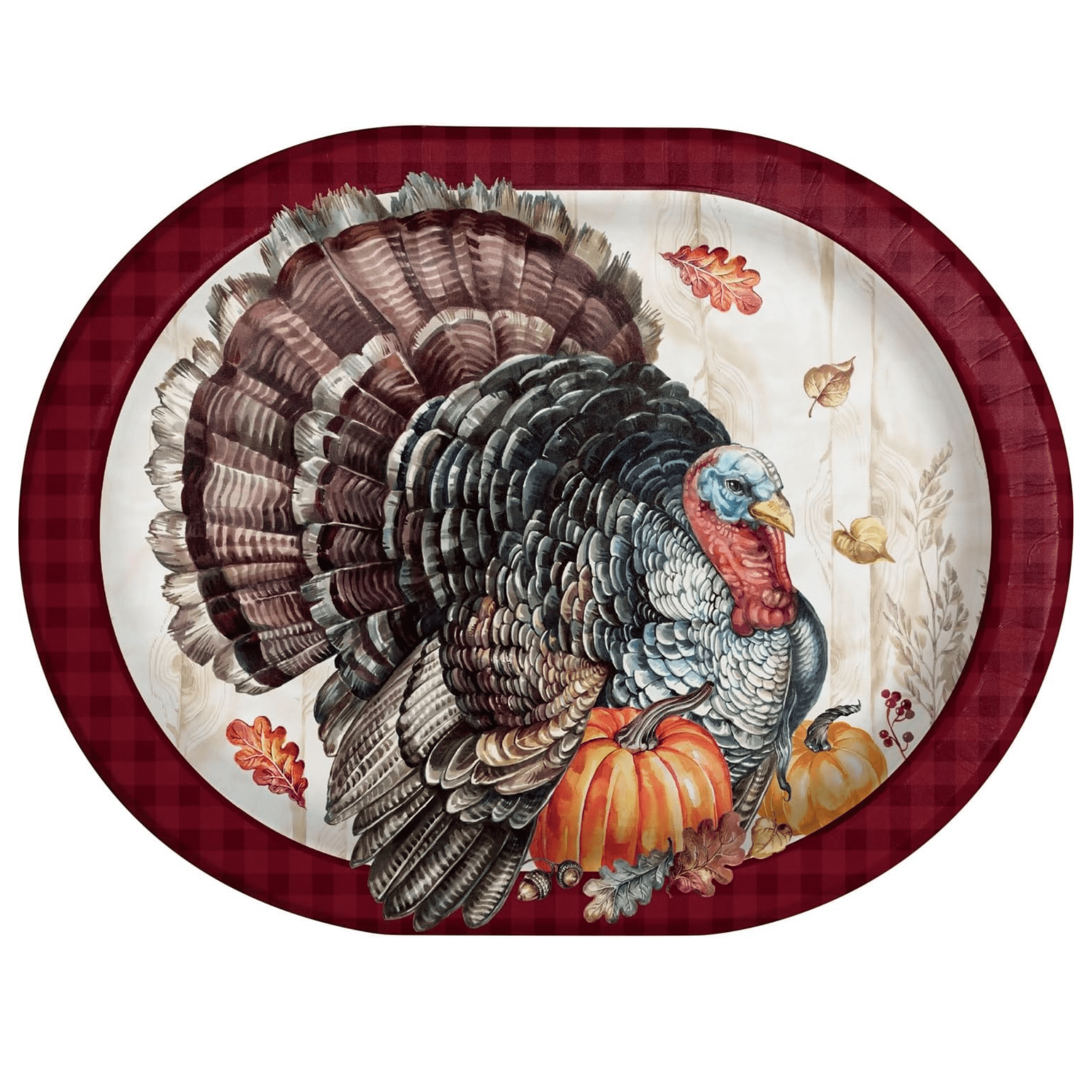 Timeless Turkey Paper Oval Dinner Plates for Thanksgiving Friendsgiving ...