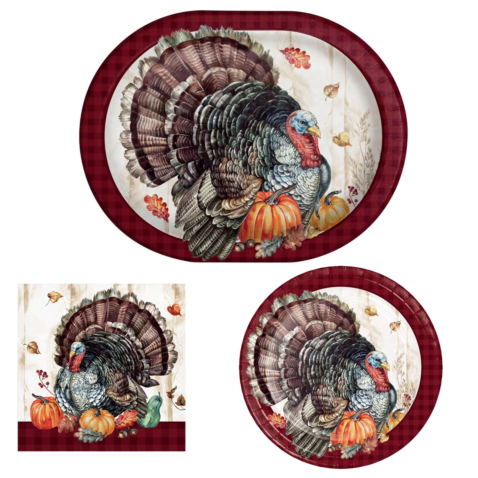 Timeless Turkey Party Tableware Supplies Bundle for 8 Oval Banquet ...
