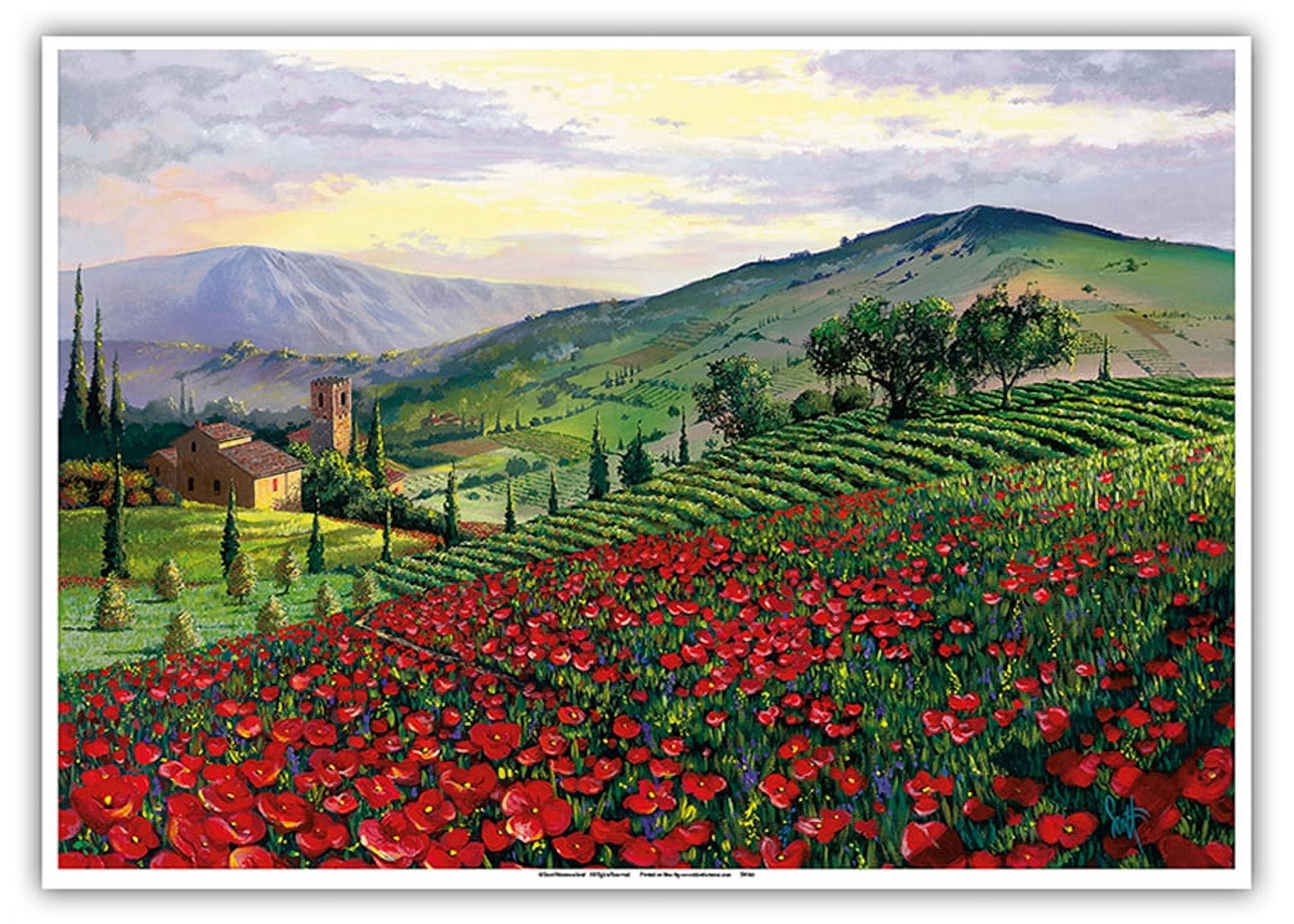 Timeless Tuscany - Italy - Flowerfield of Poppies - From an Original ...
