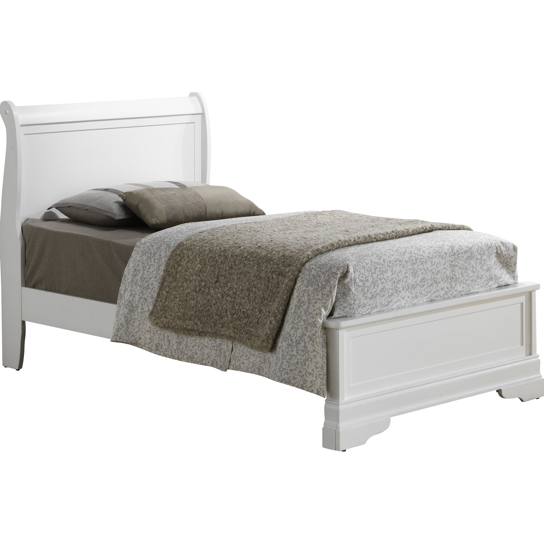 Timeless White Twin Bed - Spacious 84x41x44 Inches Particle Board ...