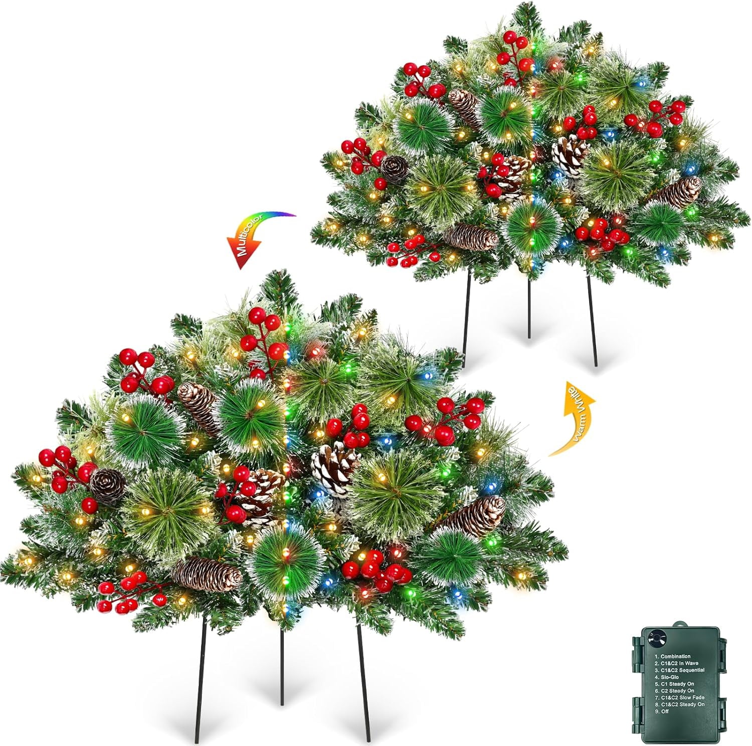 Timer Dual Color Change 2 Pack Outdoor Christmas Tree Urn Fillers 23 ...
