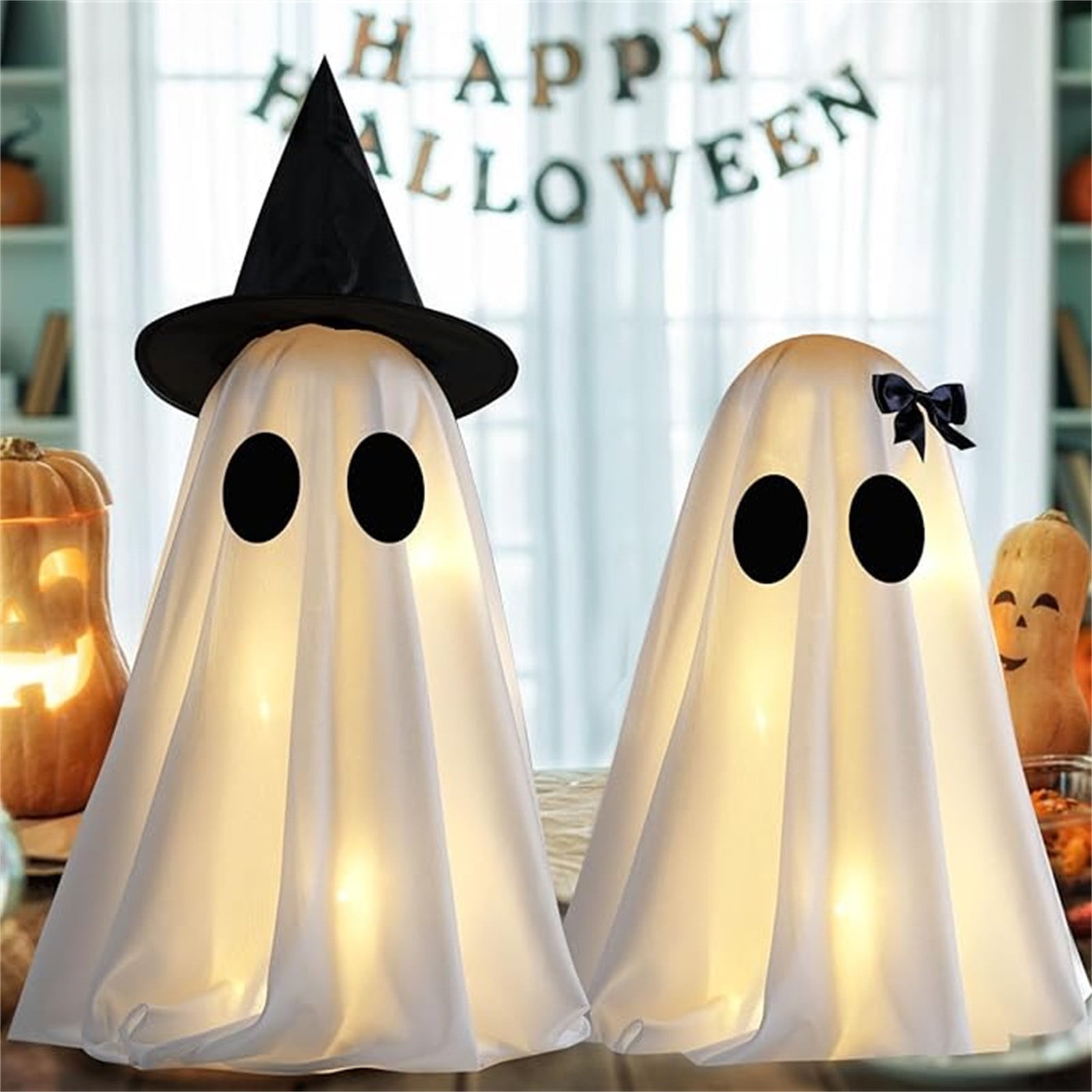 [Timer] Light Up Halloween Ghost Decorations, Set of 2 Spooky Ghosts ...