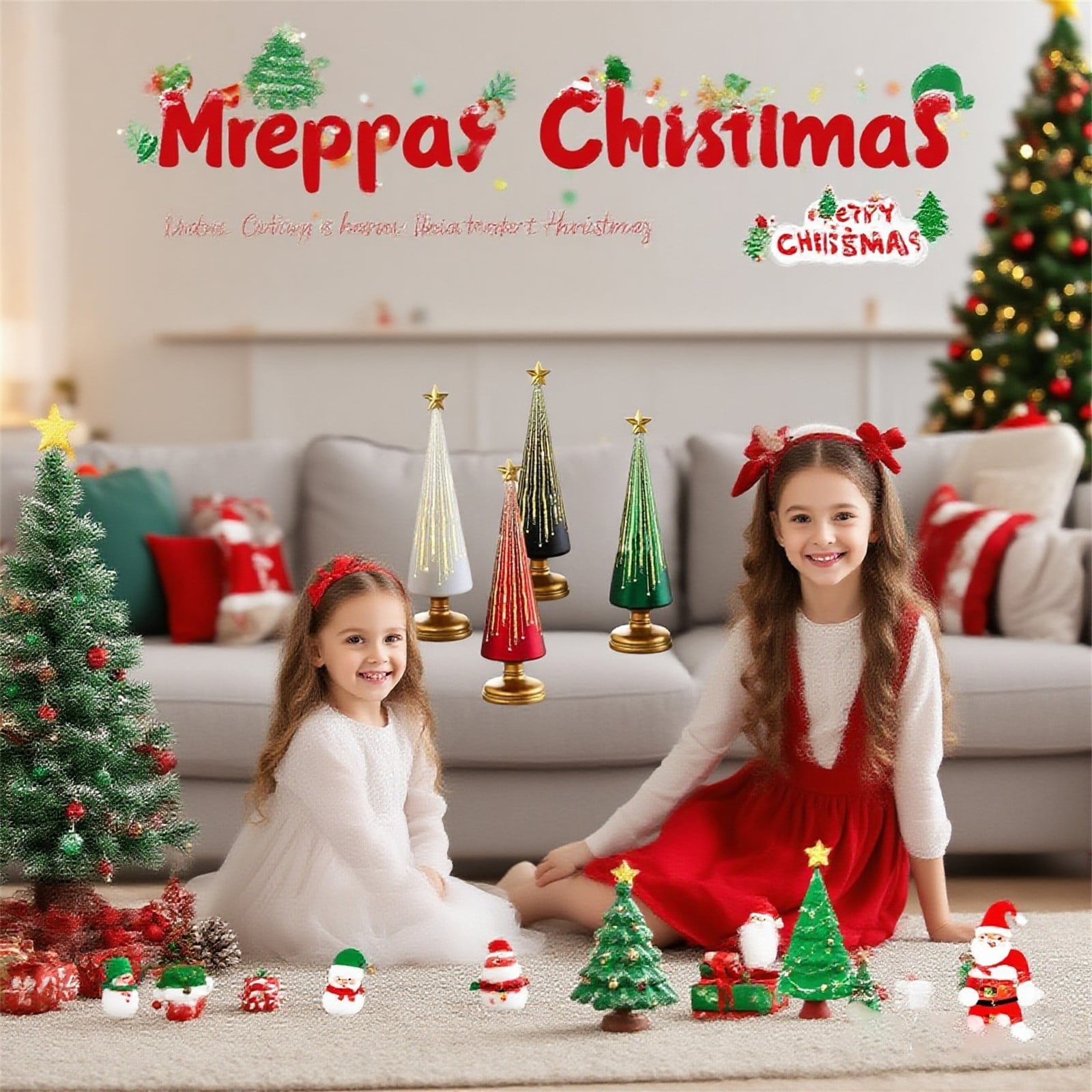 Timer Lighted Sparkling Starry Night Glass Trees, Gradient Glass ...