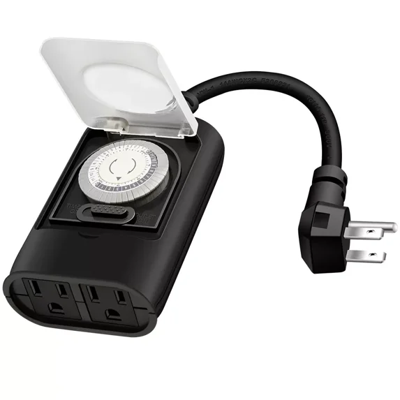 Timer Outlet Outdoor, 24 Hour Mechanical Timer Switch Water Resistance ...