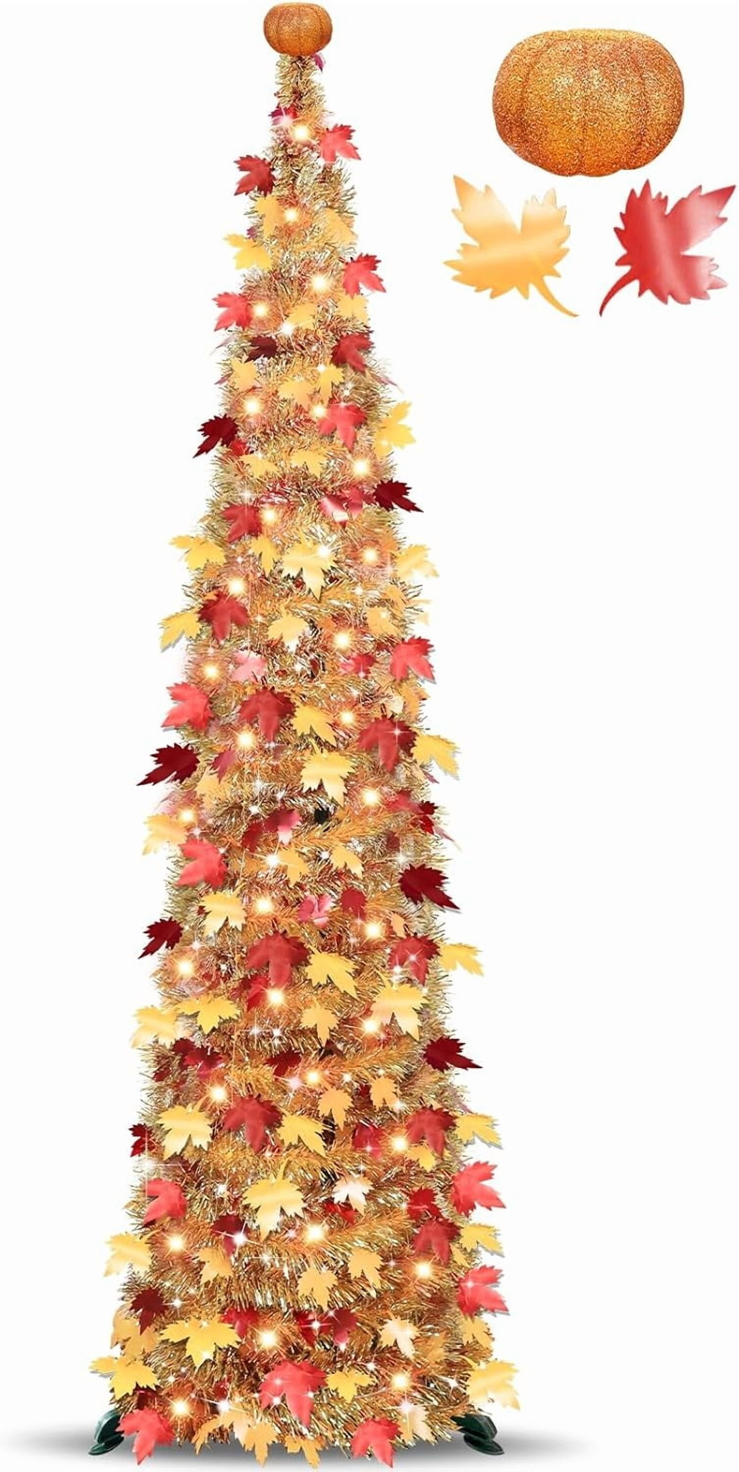 Timer & Pumpkin 6 Ft Lighted Fall Tree Thanksgiving Fall Decorations ...