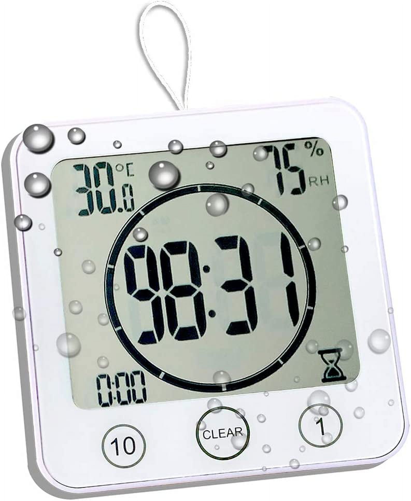 Timer Waterproof for Shower, Water Resistant Bathroom Wall Clock with ...