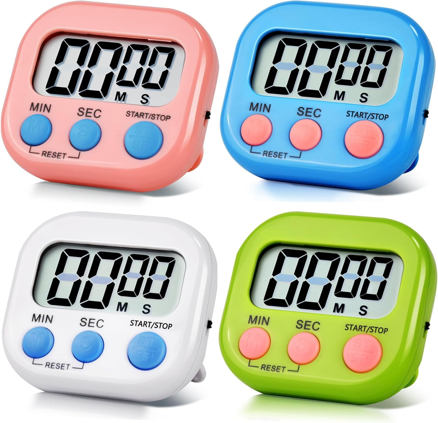 Timers 4 Pack Digital Kitchen Timer Magnetic Digital Timer with Big ...