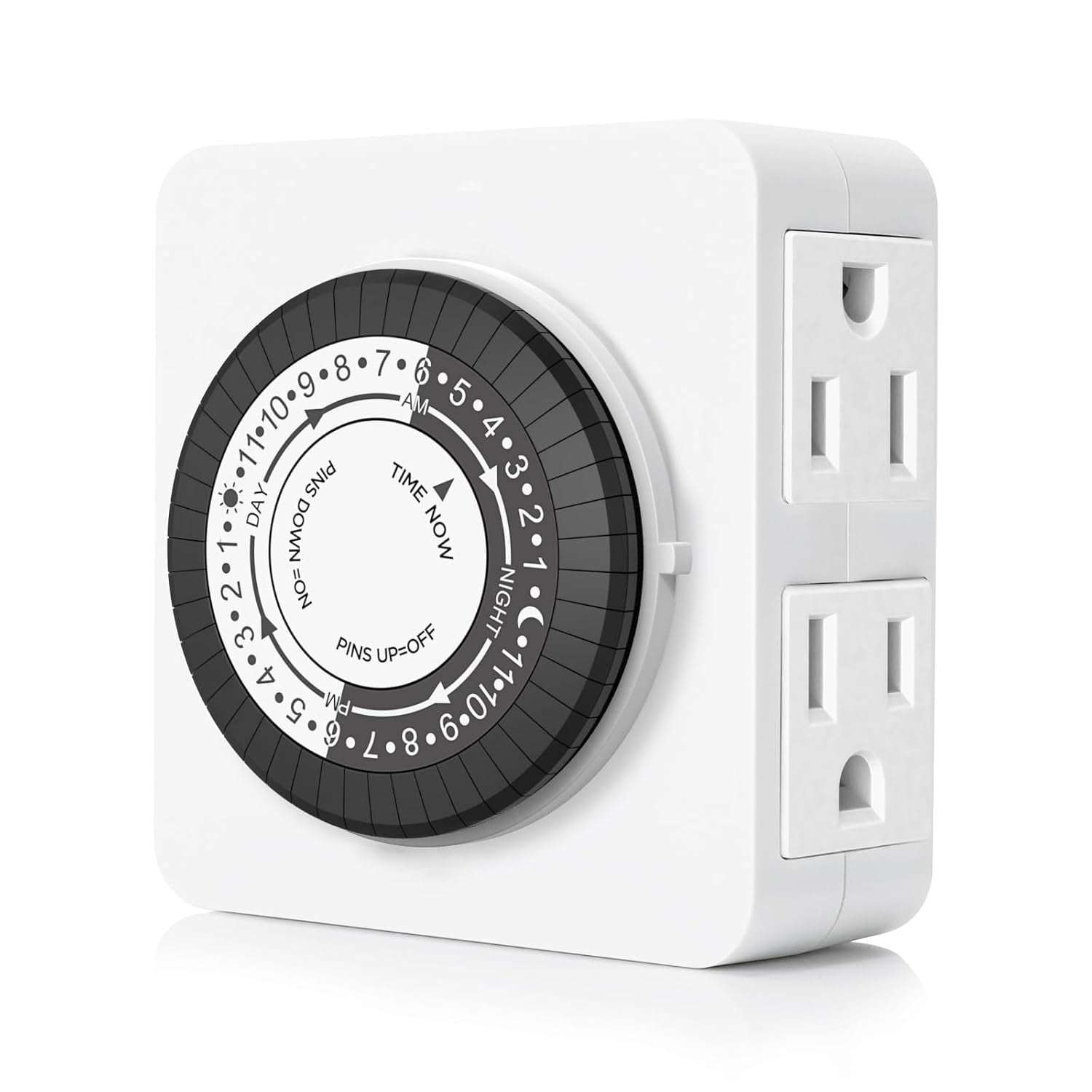 Timers for Electrical Outlets Indoor, 24-Hour Dual Outlet Timer ...