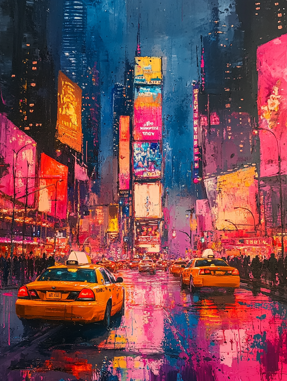 Times Square Night Scene Canvas Art， Perfect for Living Room， Hotel ...