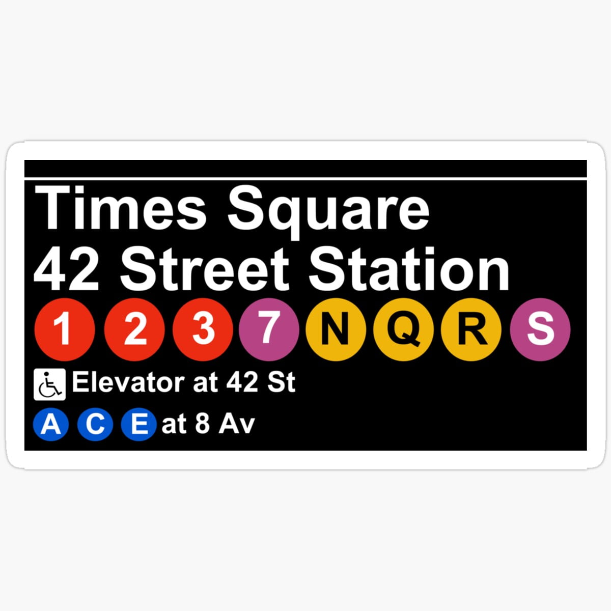 Times Square Subway Metro Station Sign New York City Sticker. Gift For ...