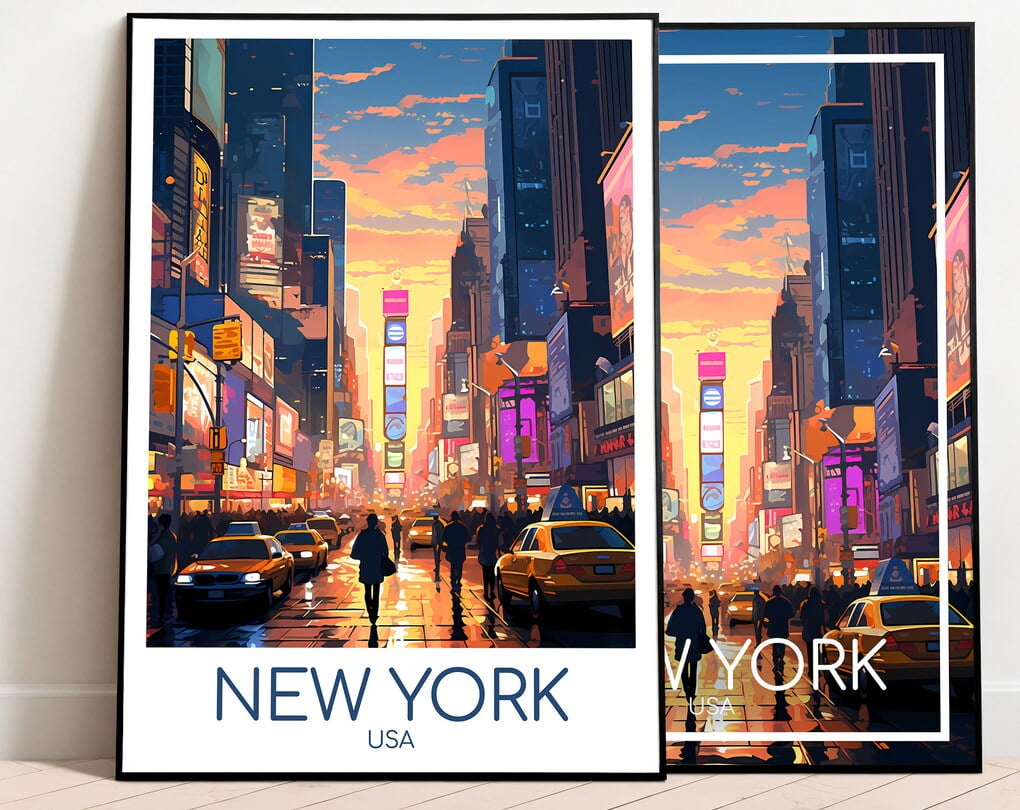 Times Square Travel Poster New York Times Square Poster Wall Art Usa ...