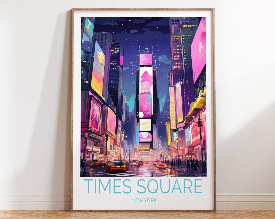 Times Square Travel Poster New York Travel Poster, New York Travel Wall ...