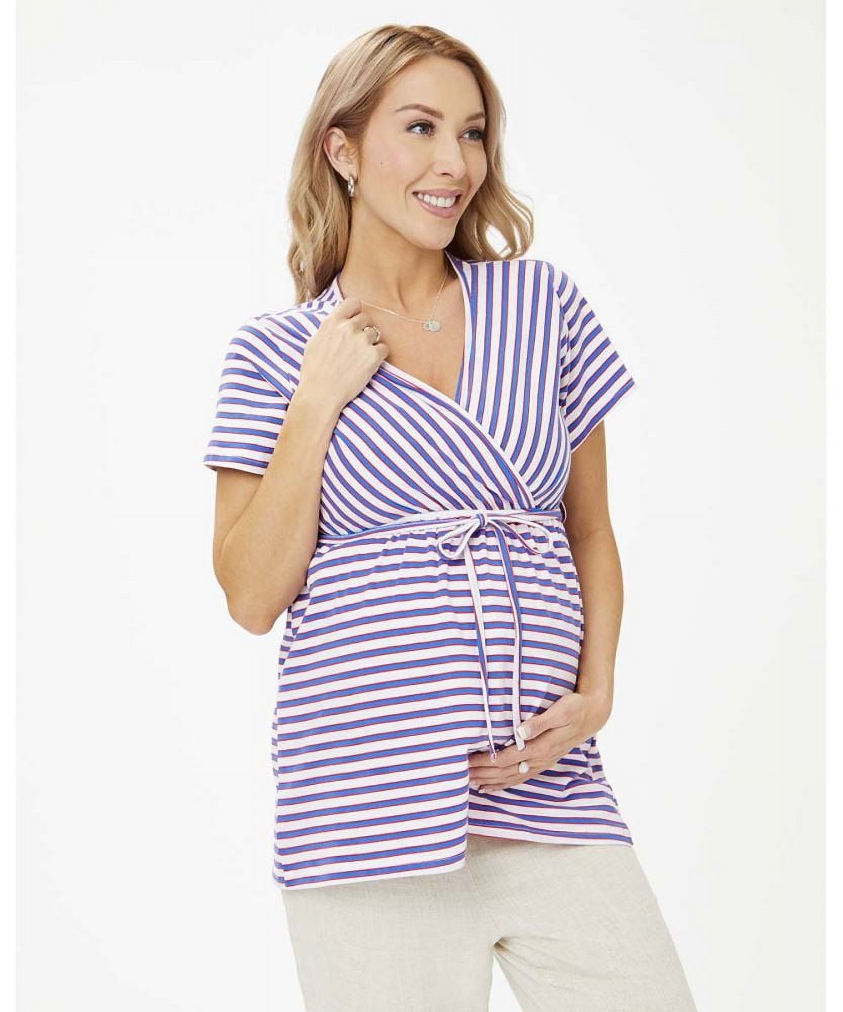 Times Two Short Sleeved Maternity Wrap Top front Tie - Walmart.com