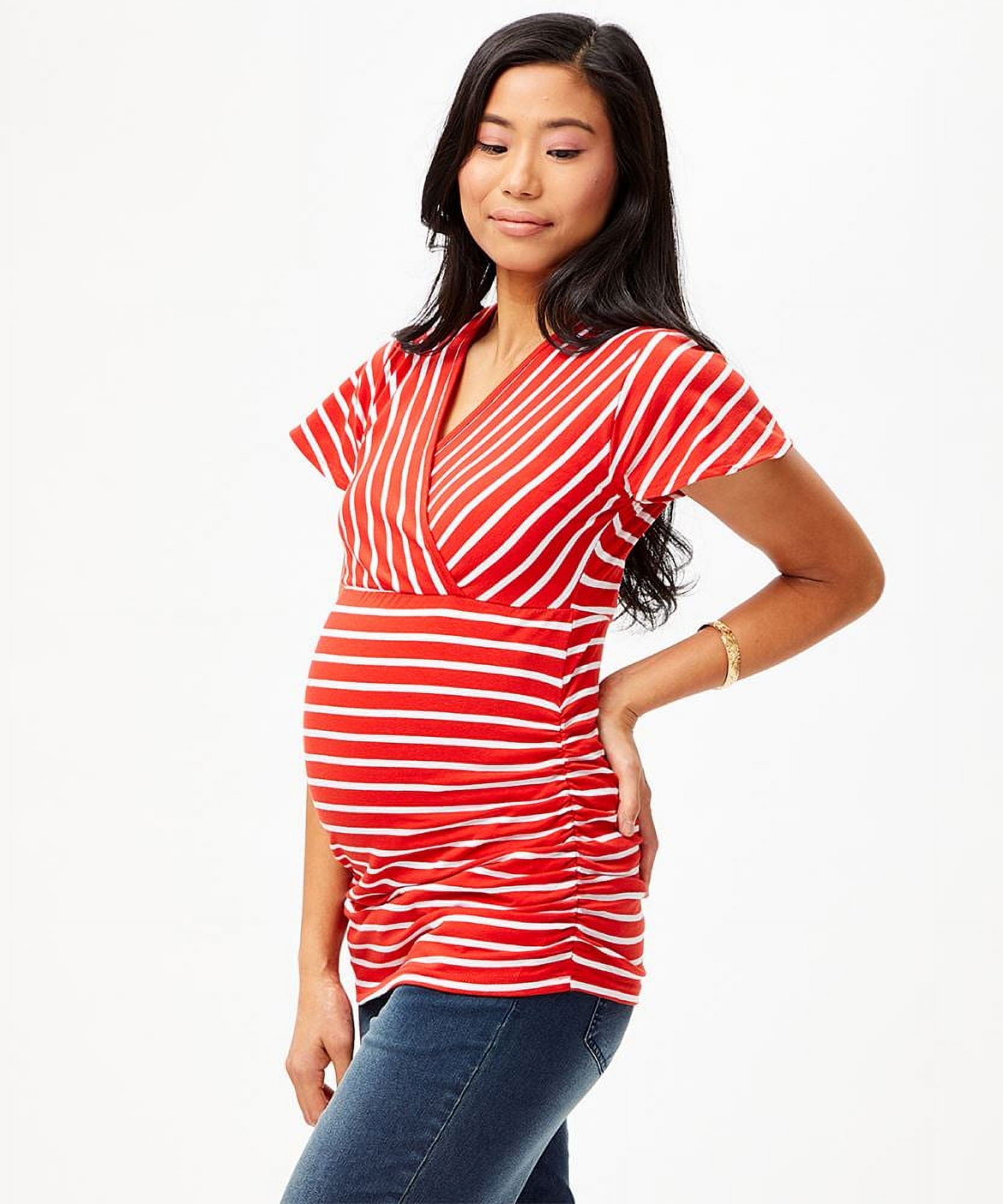 Times Two Short-Sleeved Wrap Front Maternity Top Size - Walmart.com