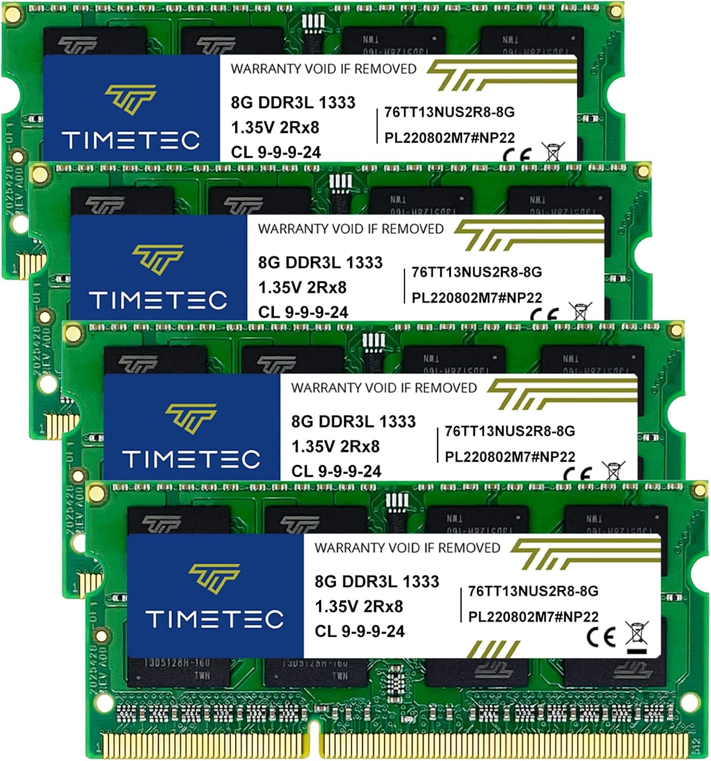 Timetec 32GB Kit (4x8GB) DDR3 Laptop RAM Memory, 1333MHz PC3-10600 ...
