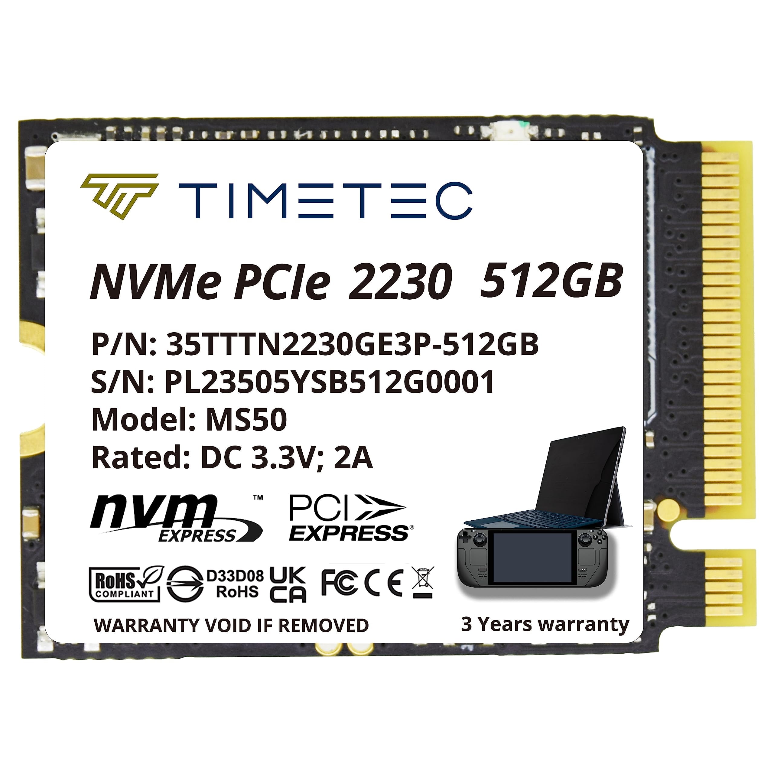 Timetec 512GB M.2 2230 SSD NVMe PCIe Gen 3x4 Internal Solid State Drive ...