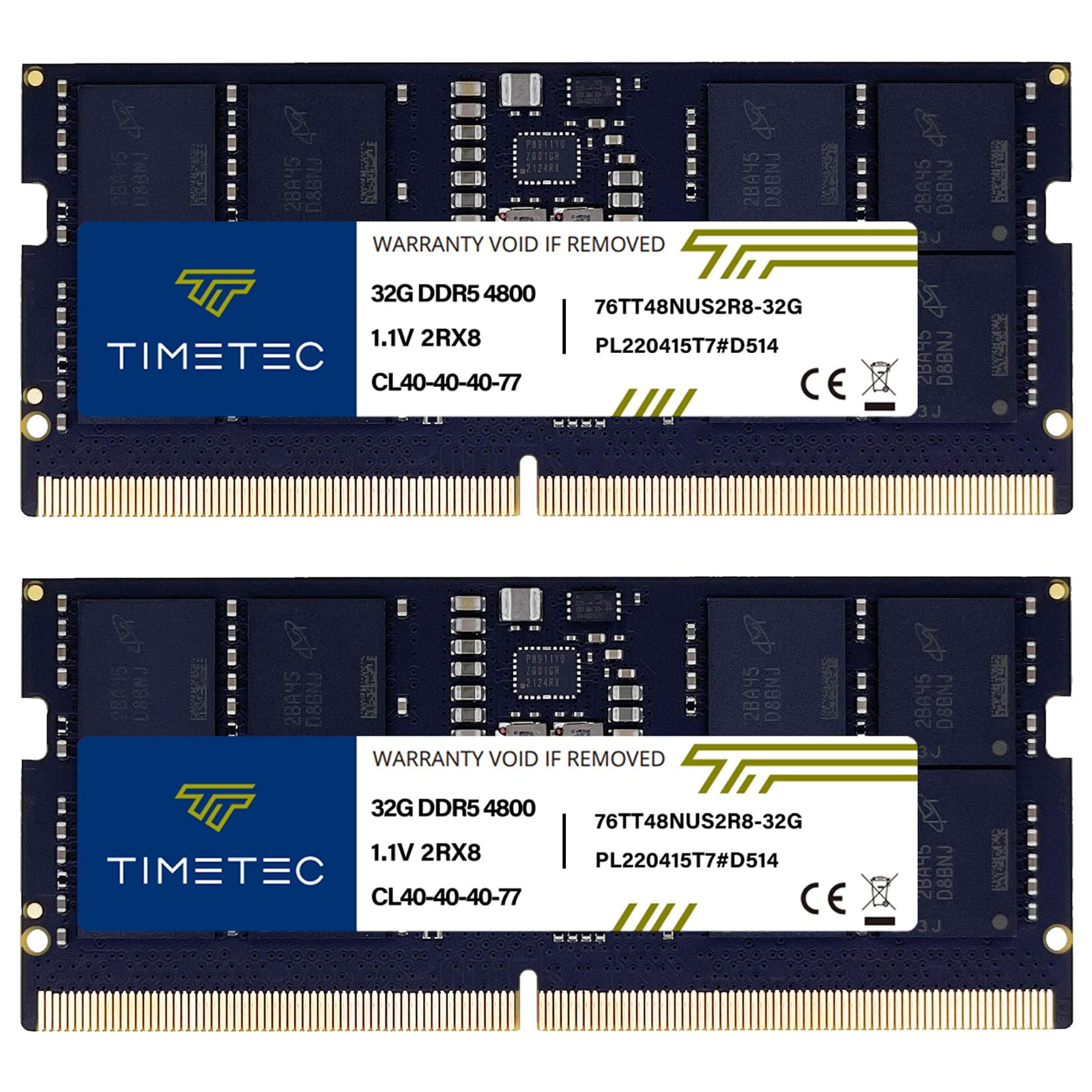 Timetec 64GB KIT(2x32GB) DDR5 4800MHz PC5-38400 Unbuffered Non-ECC 1.1V ...