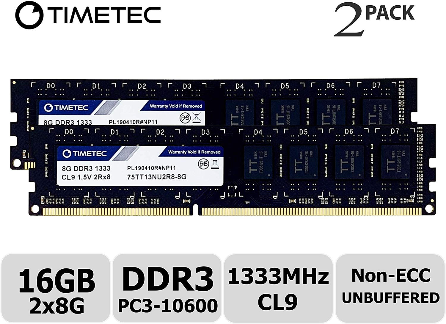 Timetec Hynix IC 16GB Kit (2x8GB) DDR3 1333MHz PC3-10600 Unbuffered Non ...